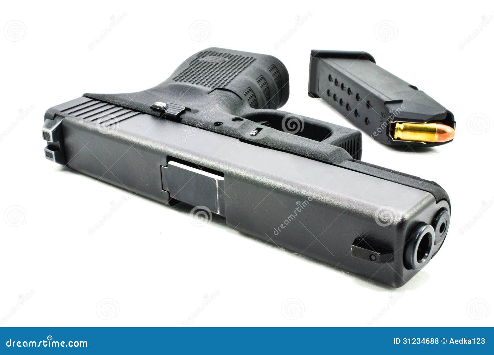 Pistol and magazine. stock photo. Image of ammunition - 31234688