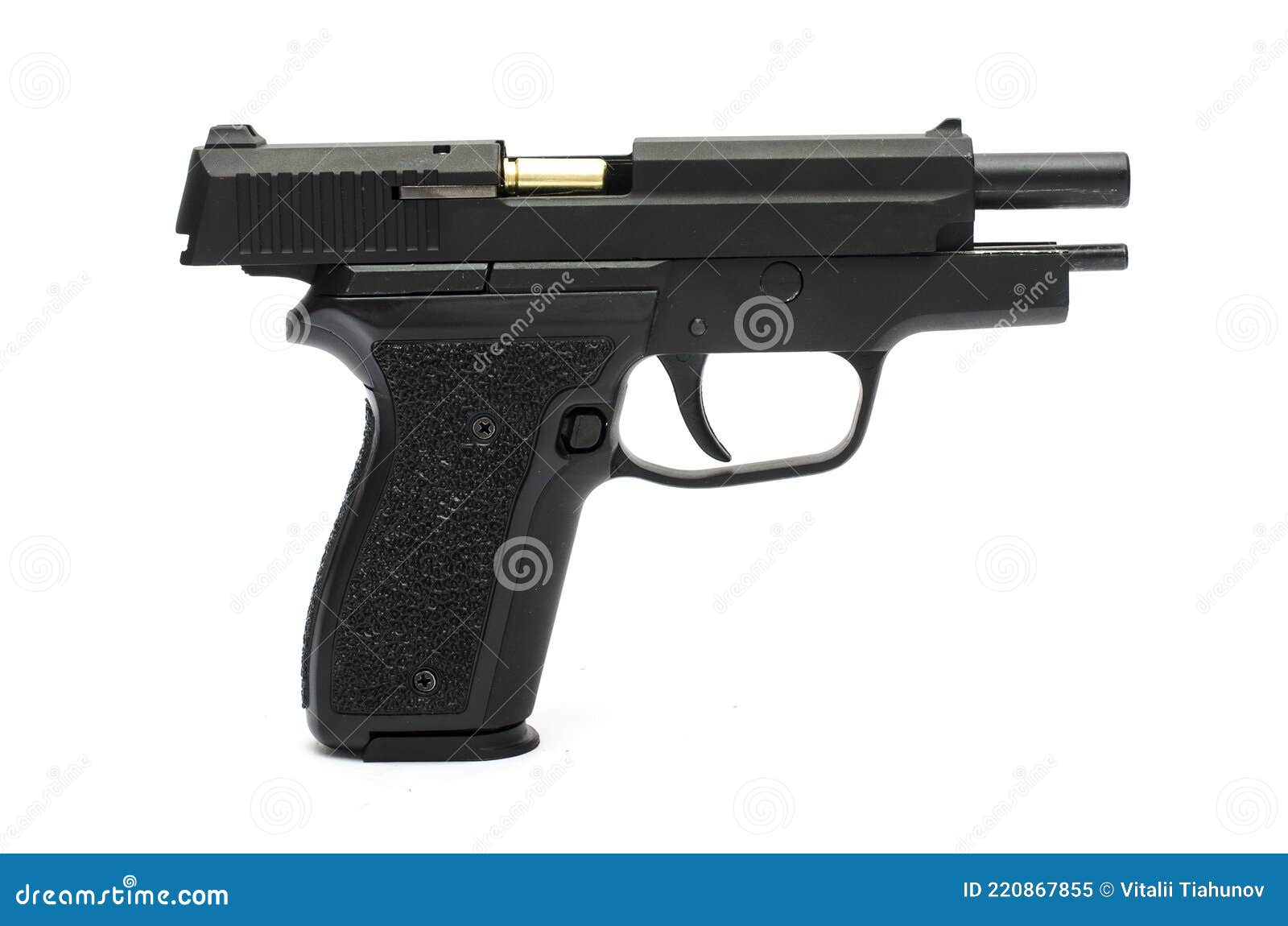 Pistol with Open Slide Isolated on White Stock Image - Image of handle ...