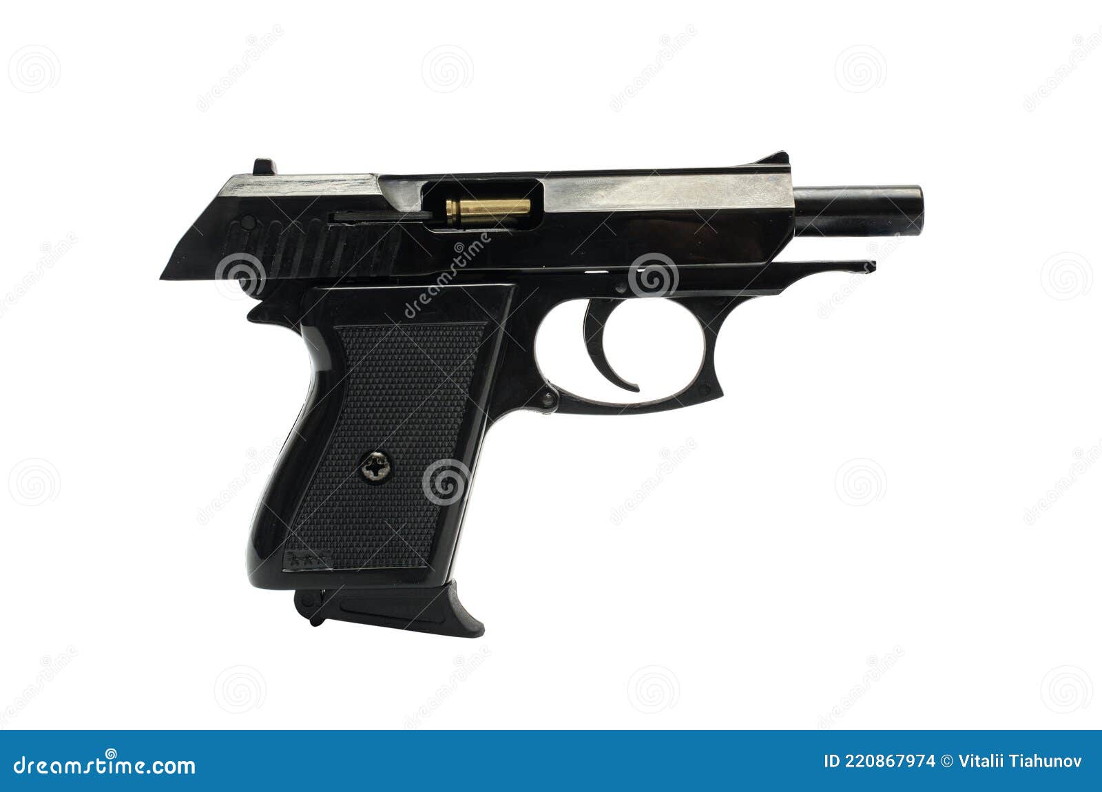 Pistol with Open Slide Isolated on White Stock Photo - Image of auto ...