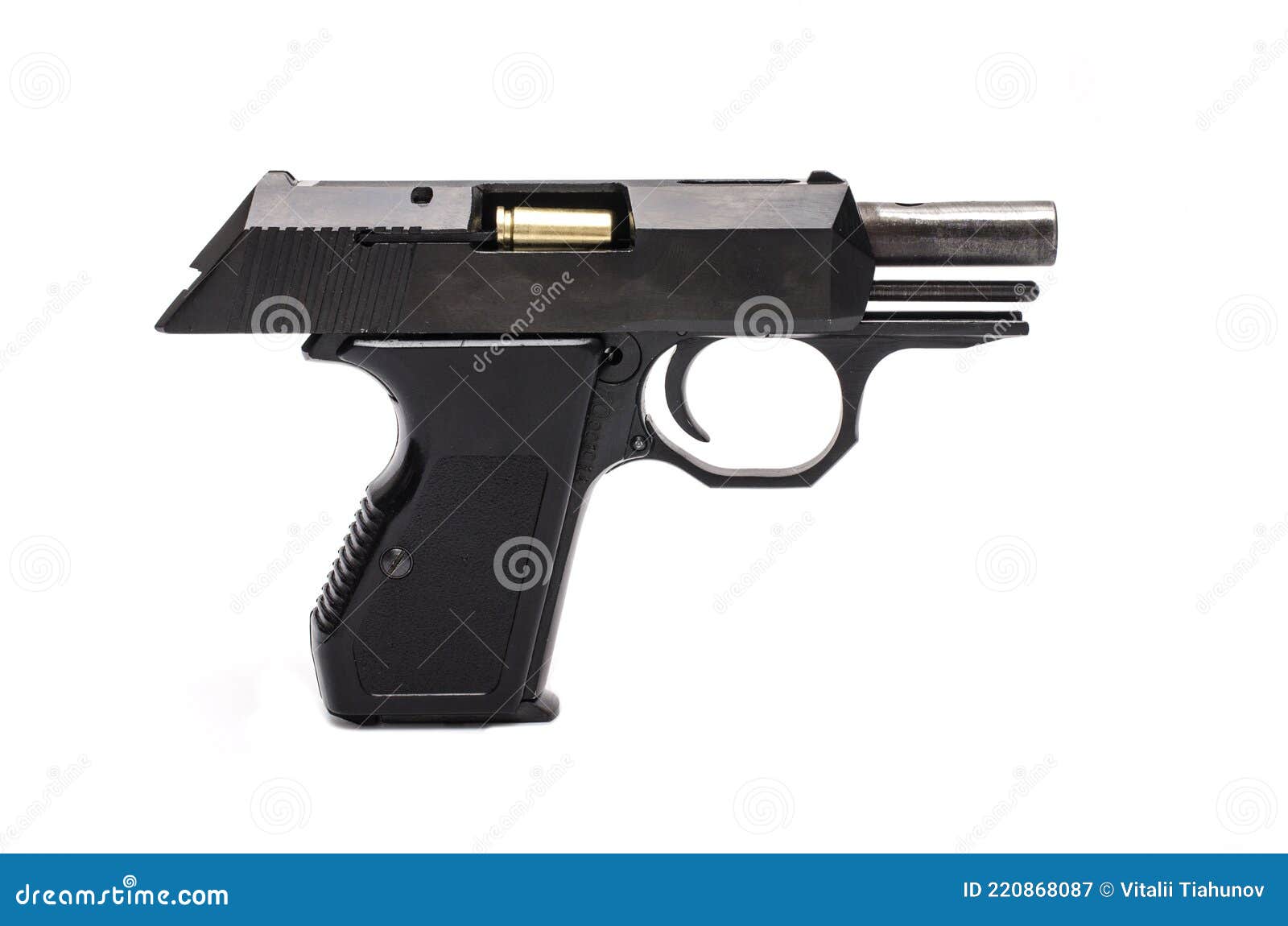 Pistol with Open Slide Isolated on White Stock Image - Image of hand ...