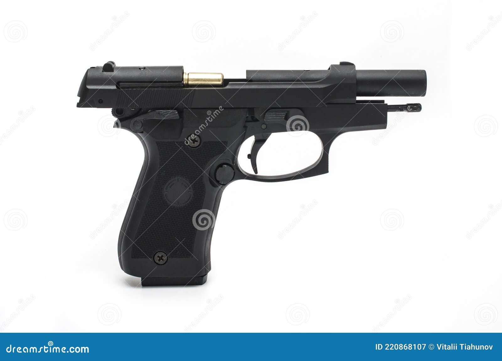 Pistol with Open Slide Isolated on White Stock Image - Image of plastic ...