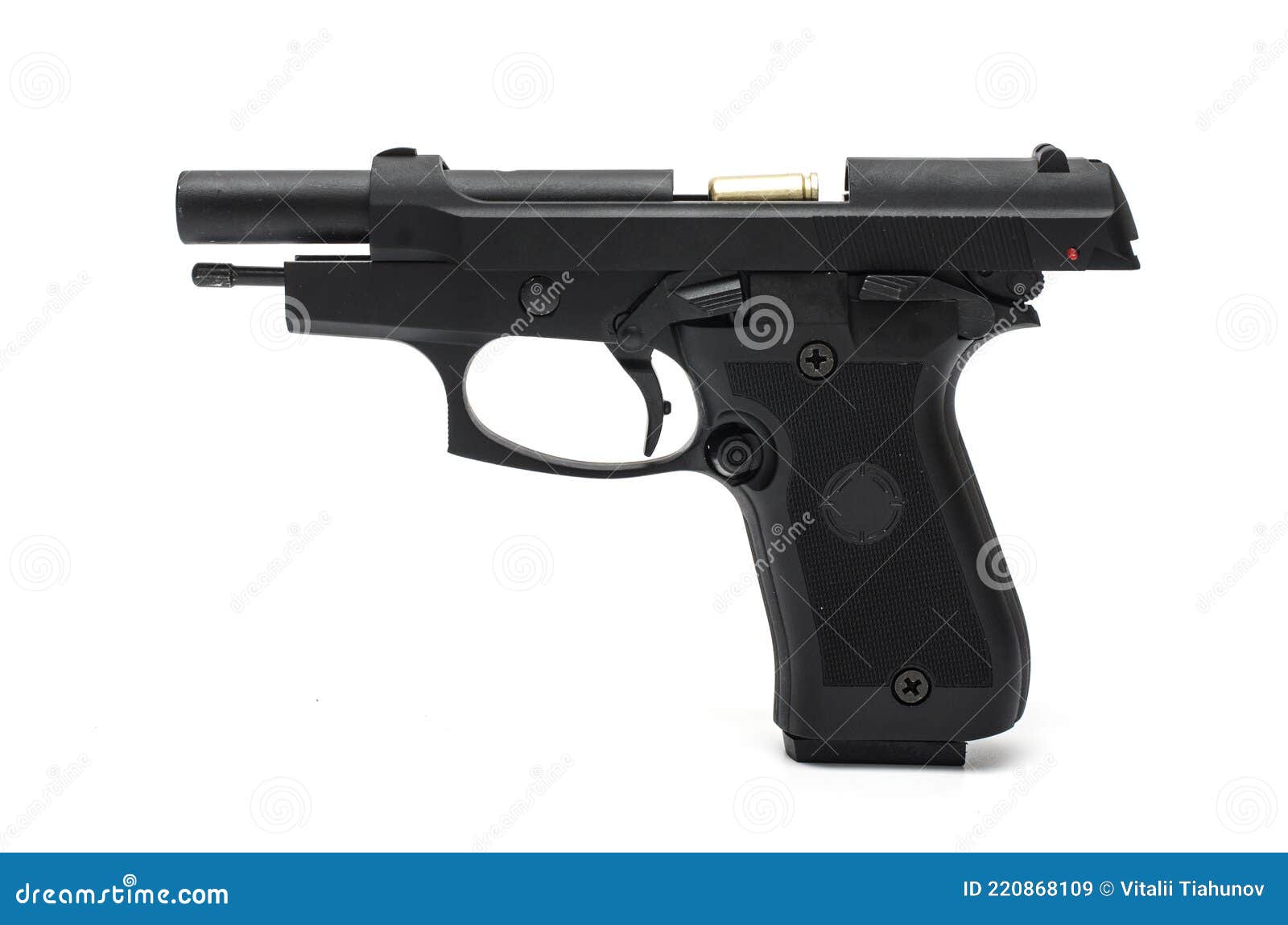 Pistol with Open Slide Isolated on White Stock Image - Image of ...