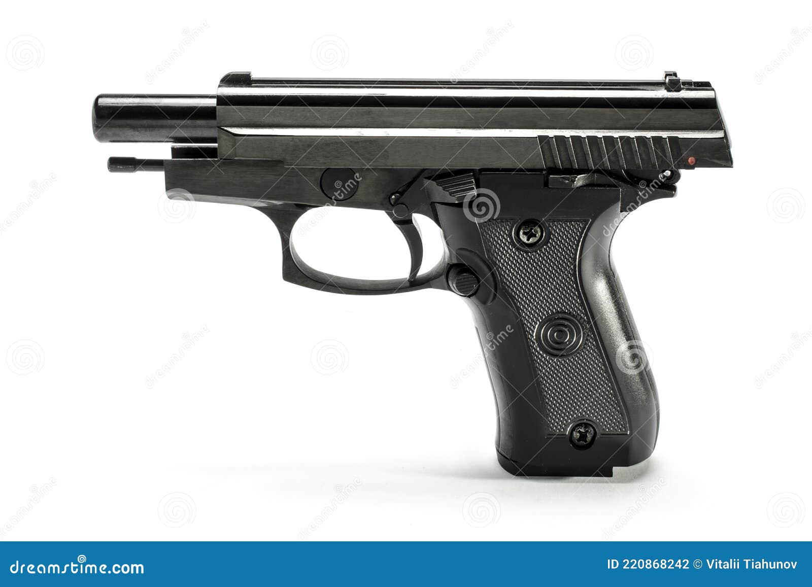 Pistol with Open Slide Isolated on White Stock Photo - Image of gunshot ...