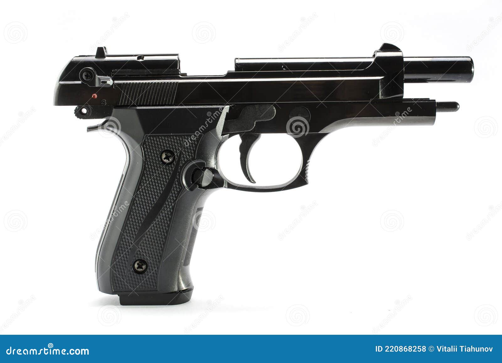 Pistol with Open Slide Isolated on White Stock Photo - Image of white ...