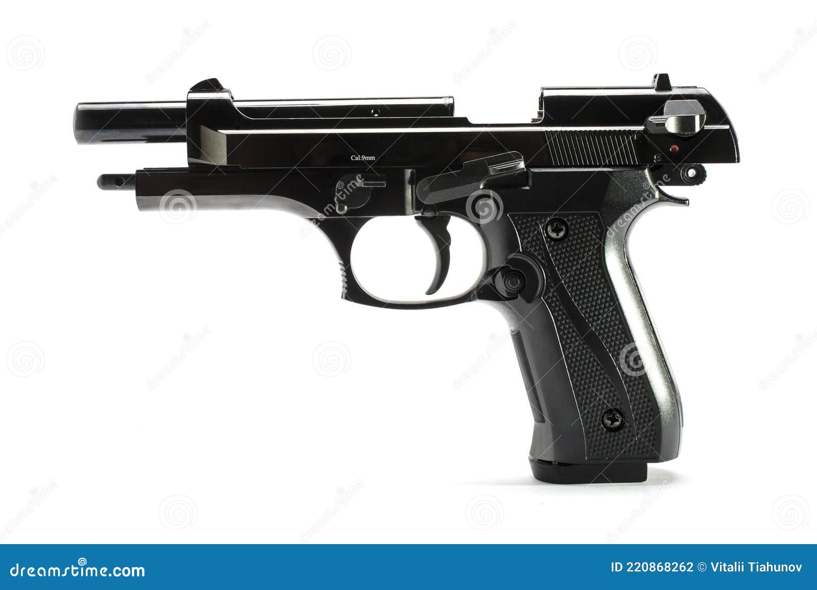 Pistol with Open Slide Isolated on White Stock Photo - Image of handgun ...