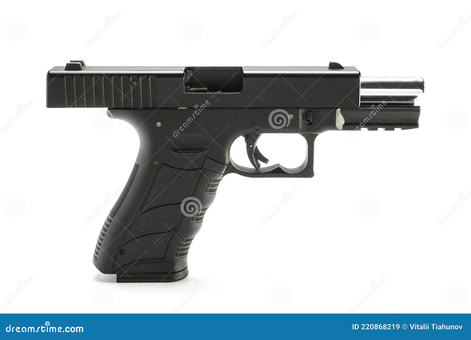 Pistol with Open Slide Isolated on White Stock Image - Image of object ...