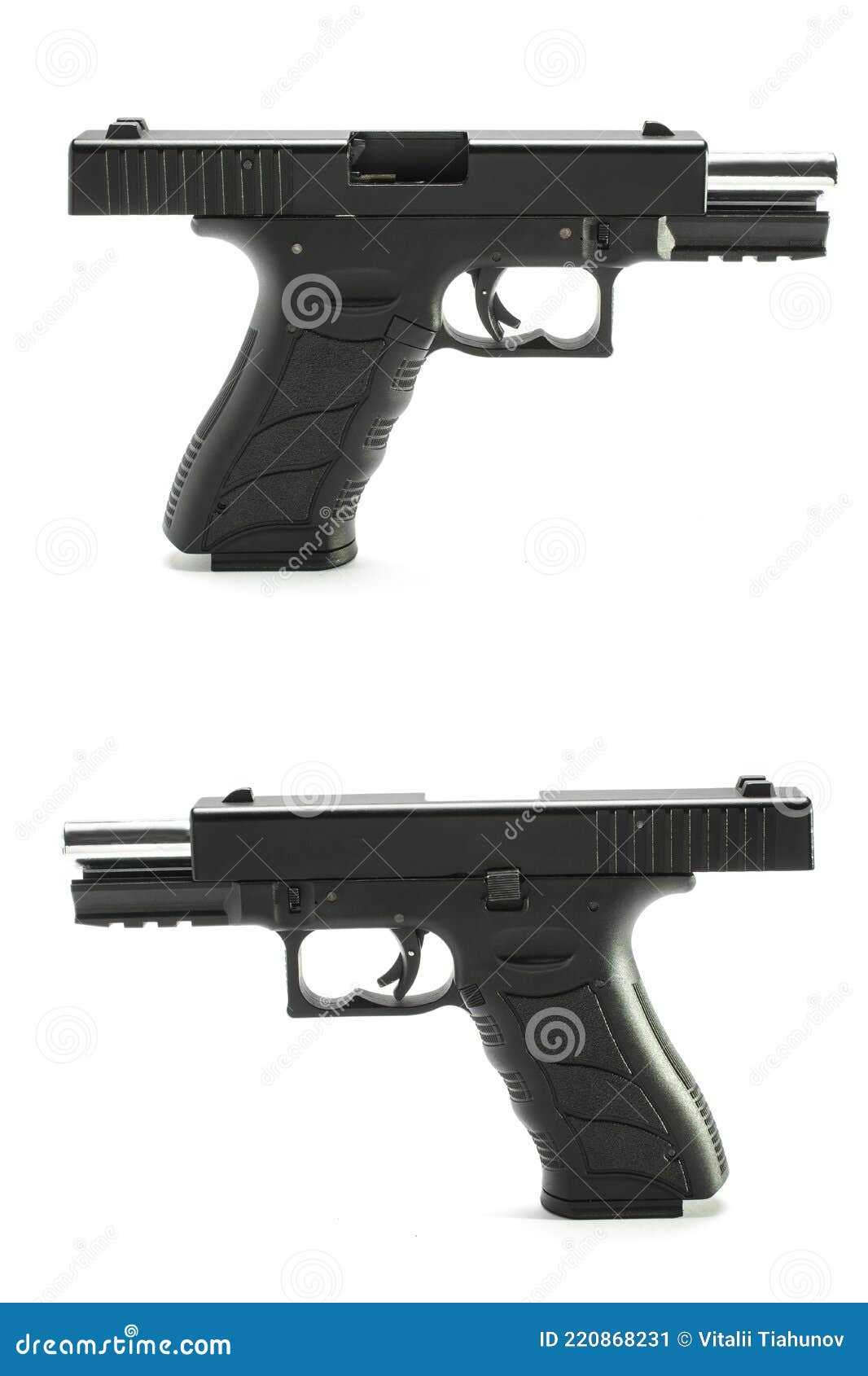Pistol with Open Slide Isolated on White Stock Image - Image of ...