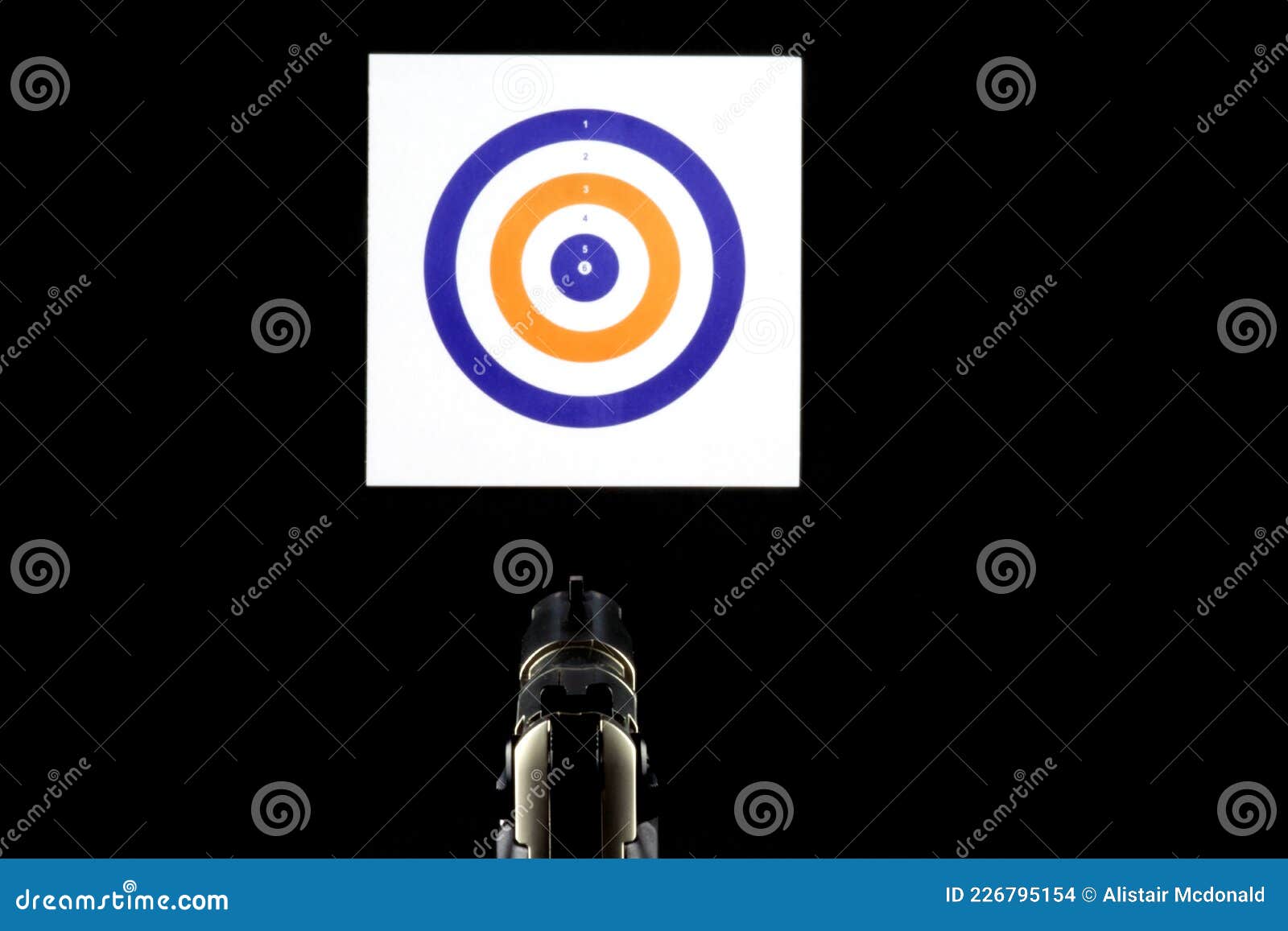 Pistol and Target at a Shooting Range Stock Photo - Image of ...
