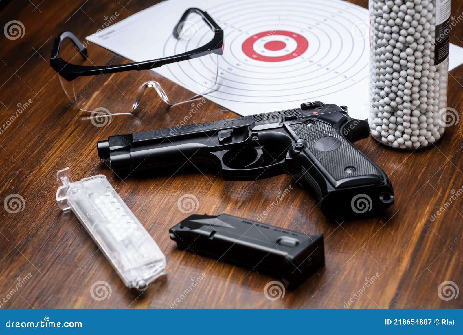 Pistol Replica, Shield, Glasses, Speedloader and Plastic Balls Stock ...