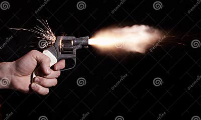 Pistol shot stock image. Image of flash, power, sparks - 22597251