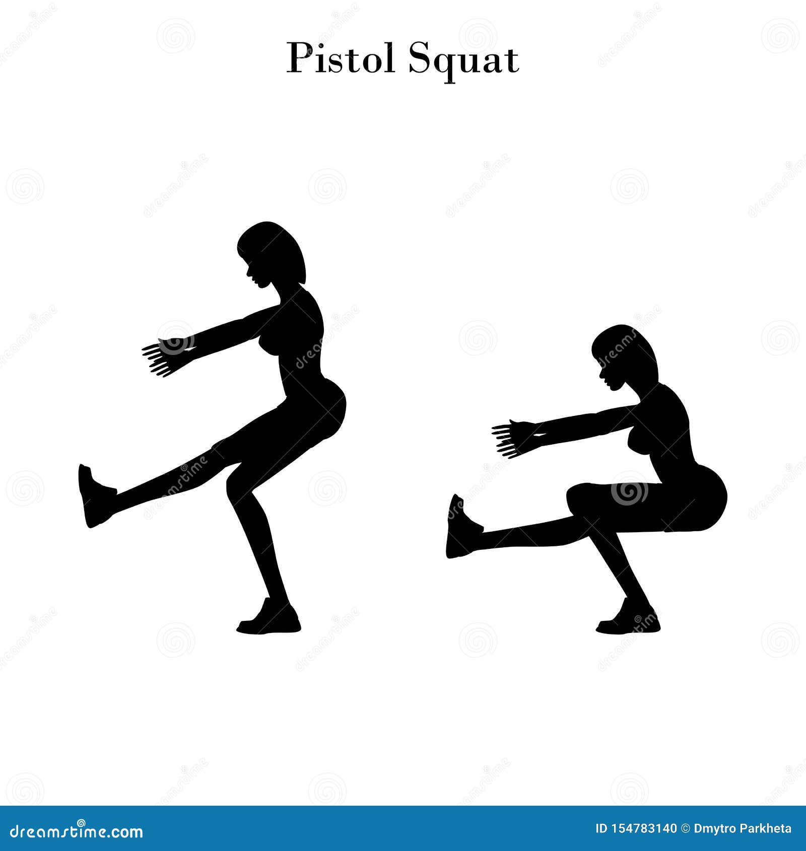 Pistol Squat Exercise Outline Cartoon Vector | CartoonDealer.com #147257969
