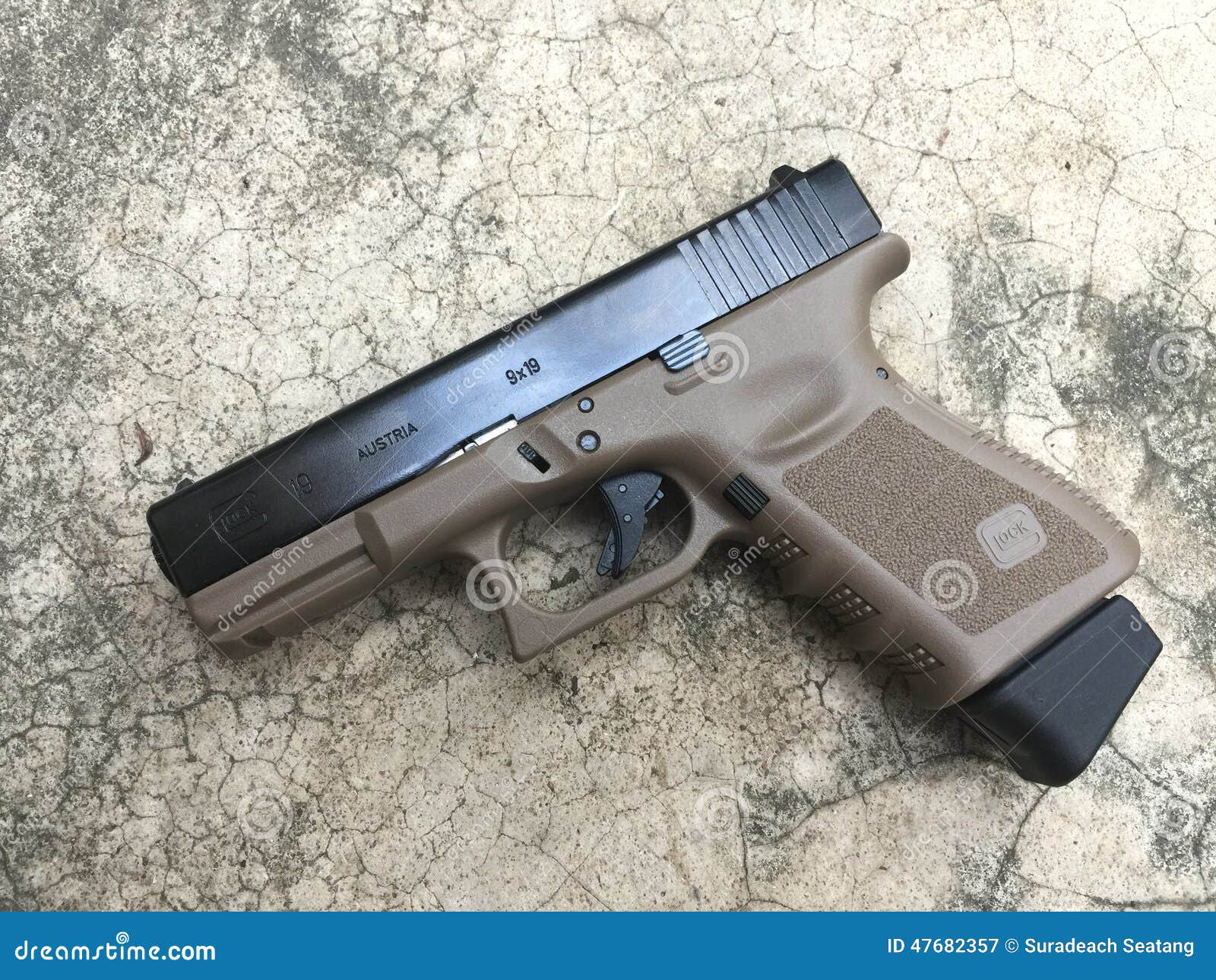 Pistol two tone editorial photography. Image of gunman - 47682357