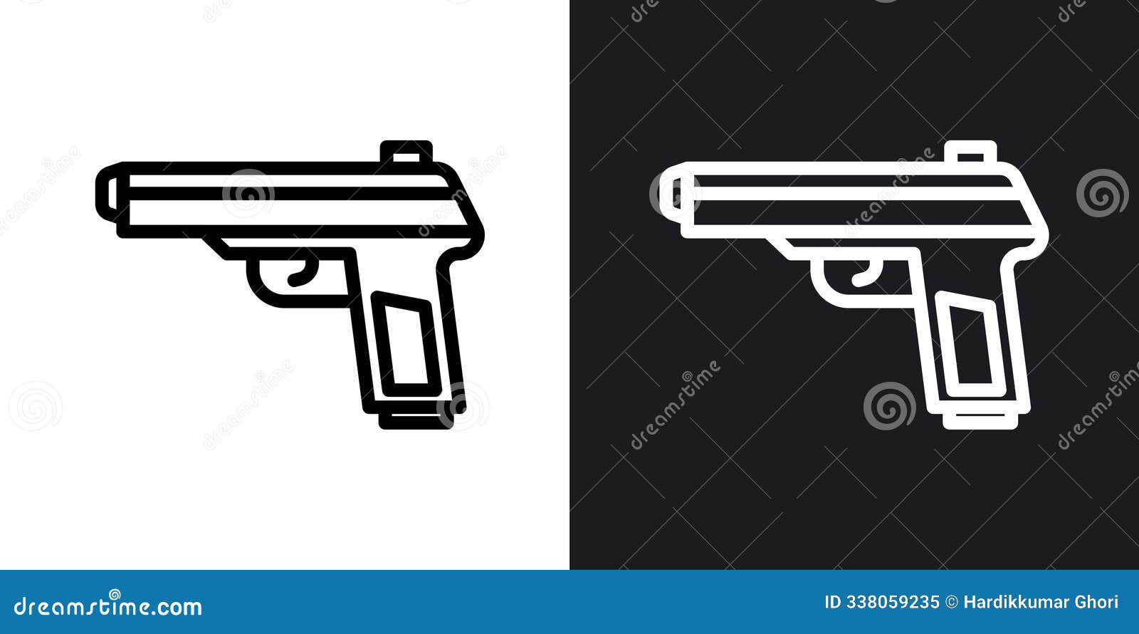 Pistol Thin Line Icon. Firearm Or Handgun Weapon, Gangster Gun Symbol ...