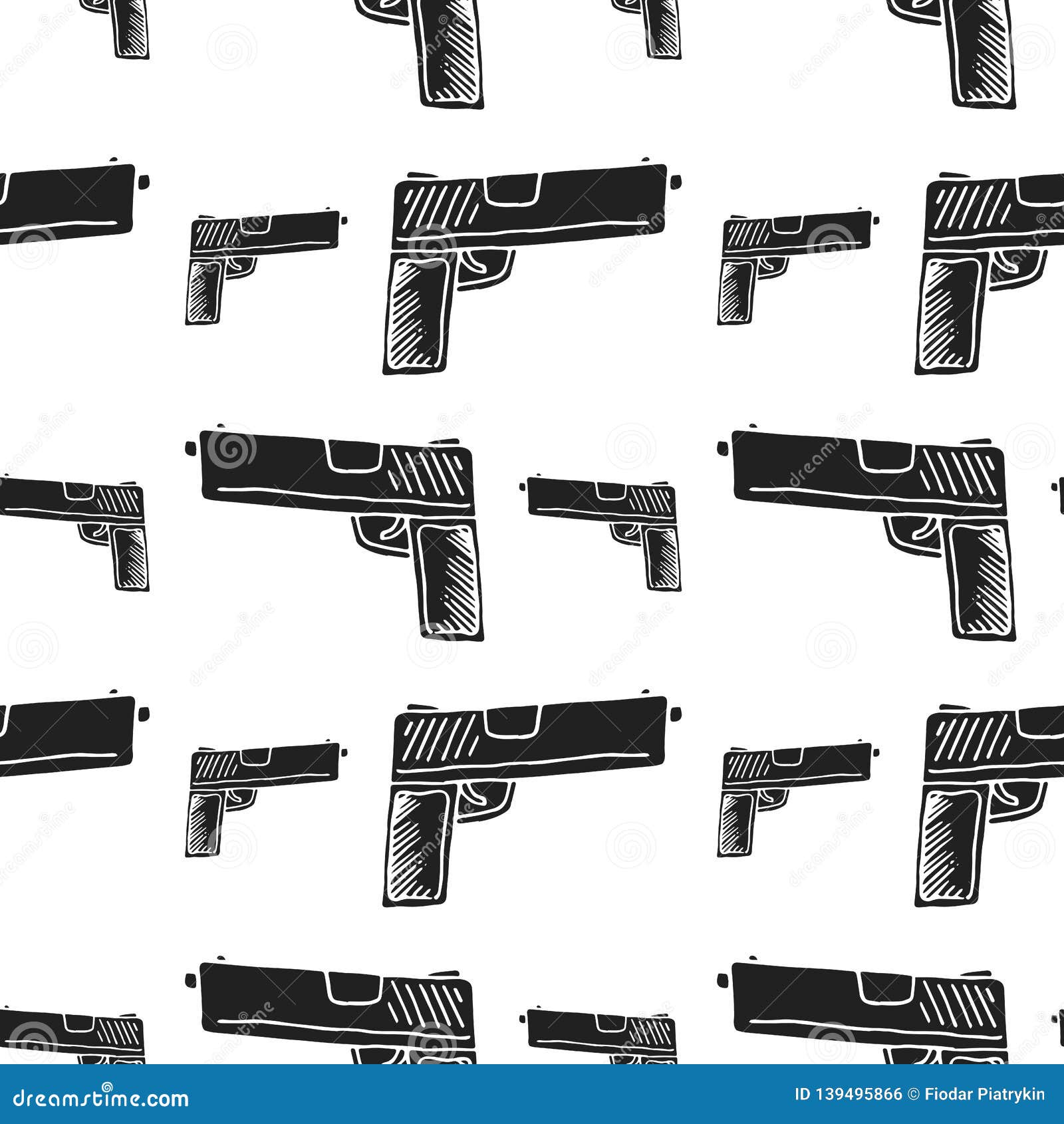Pistol Gun Vector Handgun Illustration Weapon Icon Vintage Firearm ...