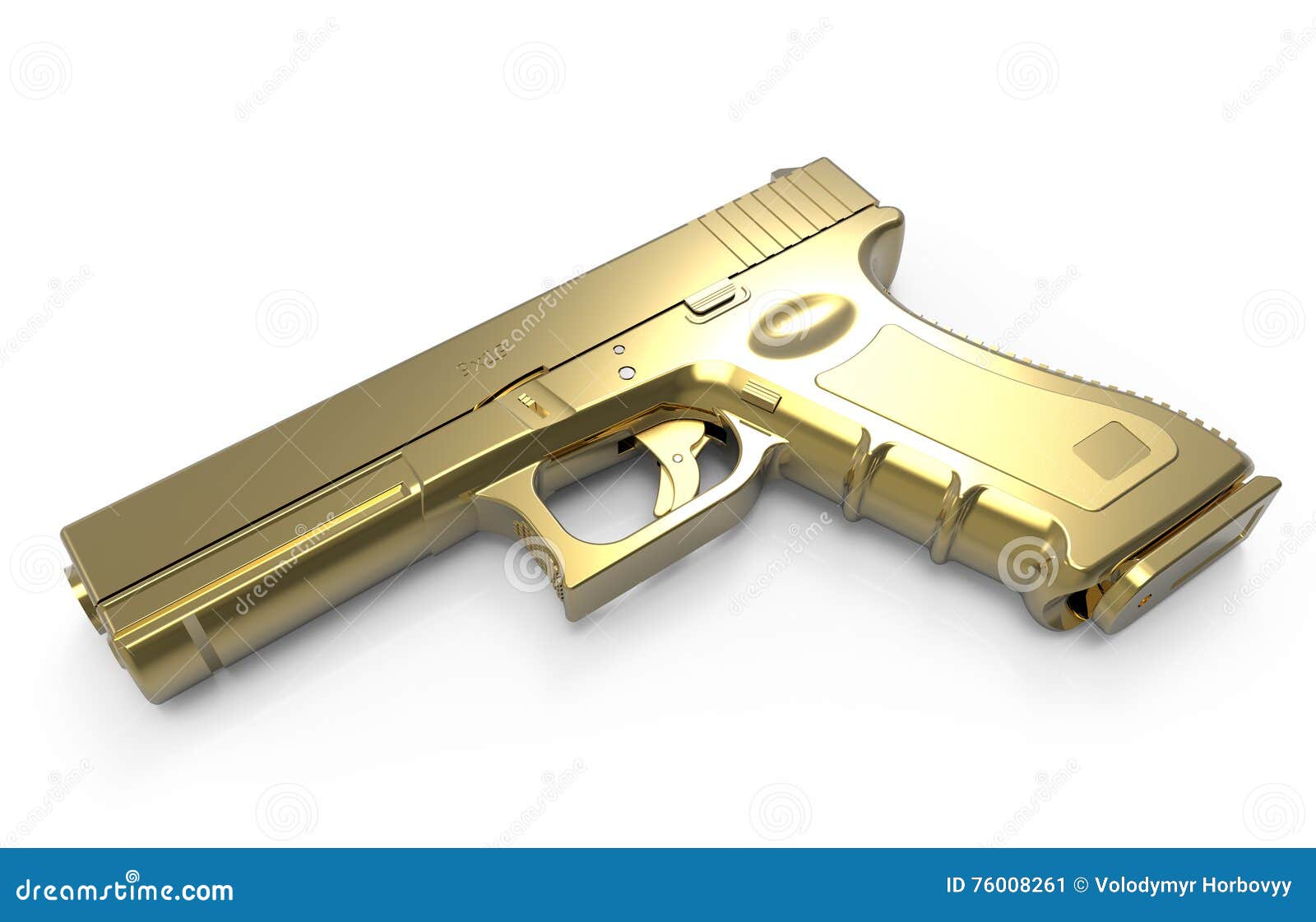 Pistol on White Background. 3D Render Stock Illustration - Illustration ...