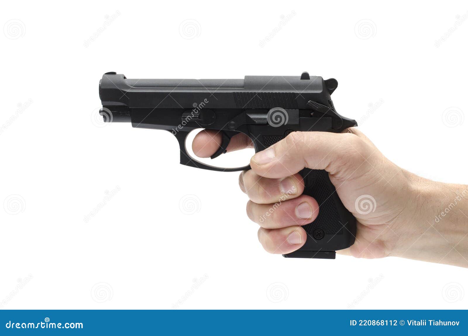 Pistola Pistola En Mano Aislada Sobre Blanco Foto de archivo - Imagen ...