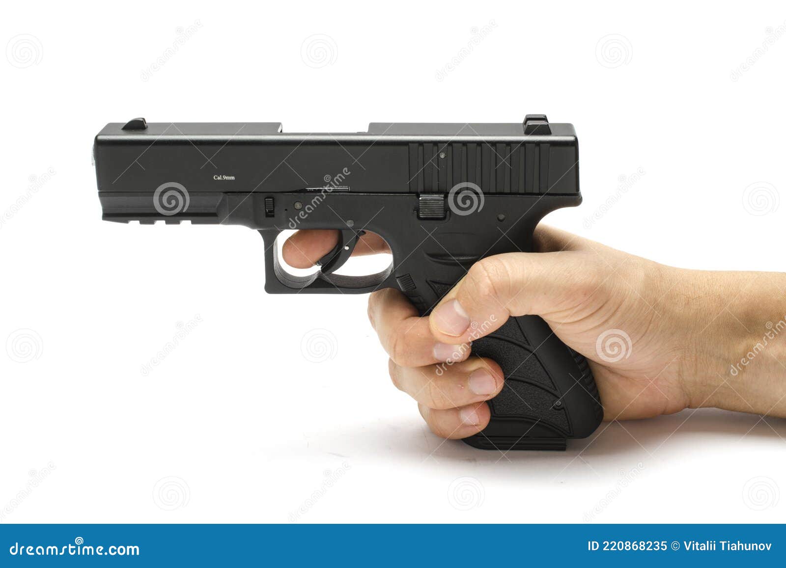 Pistola Pistola En Mano Aislada Sobre Blanco Imagen de archivo - Imagen ...