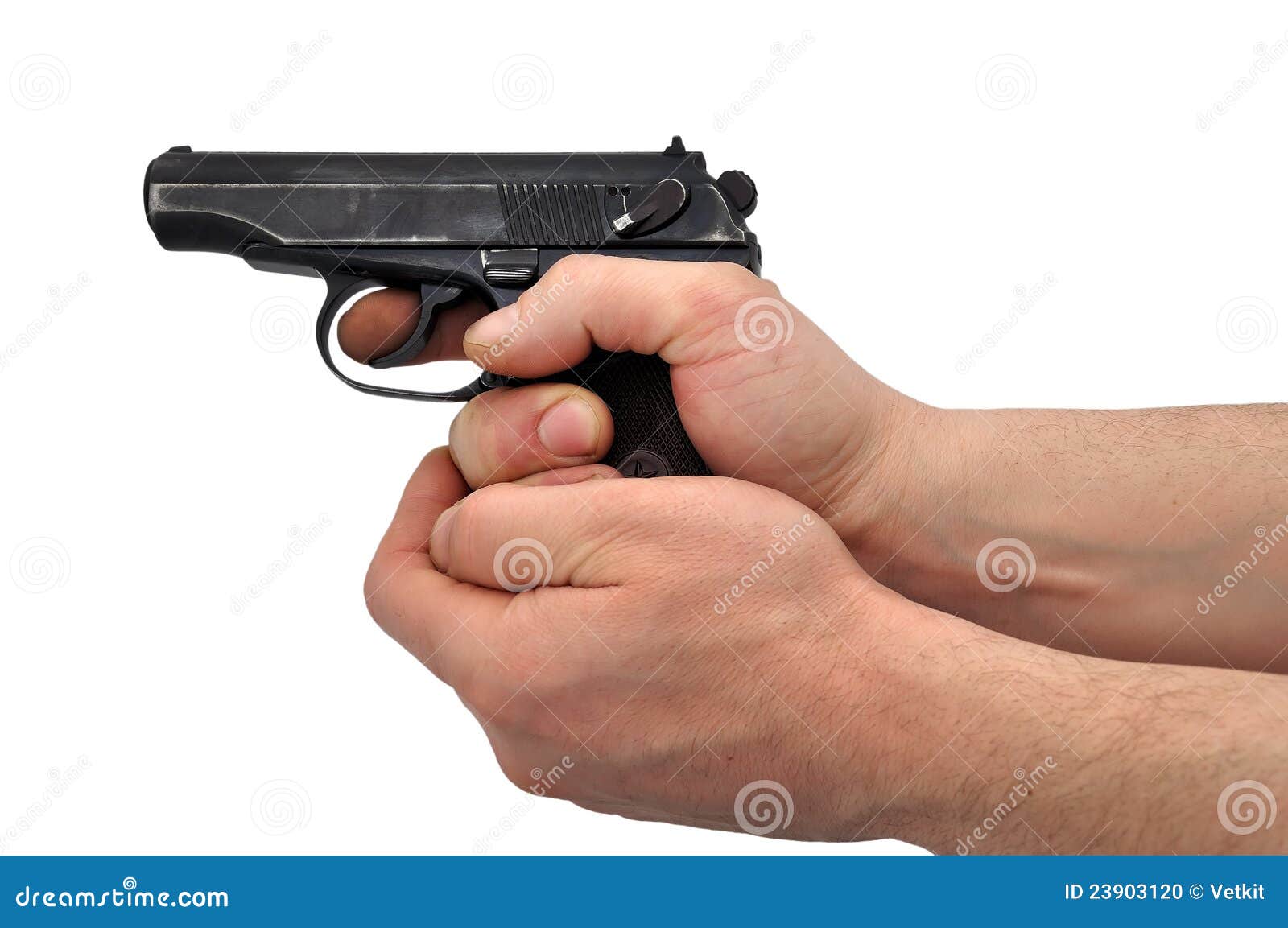 Pistola en manos foto de archivo. Imagen de acero, mano - 23903120