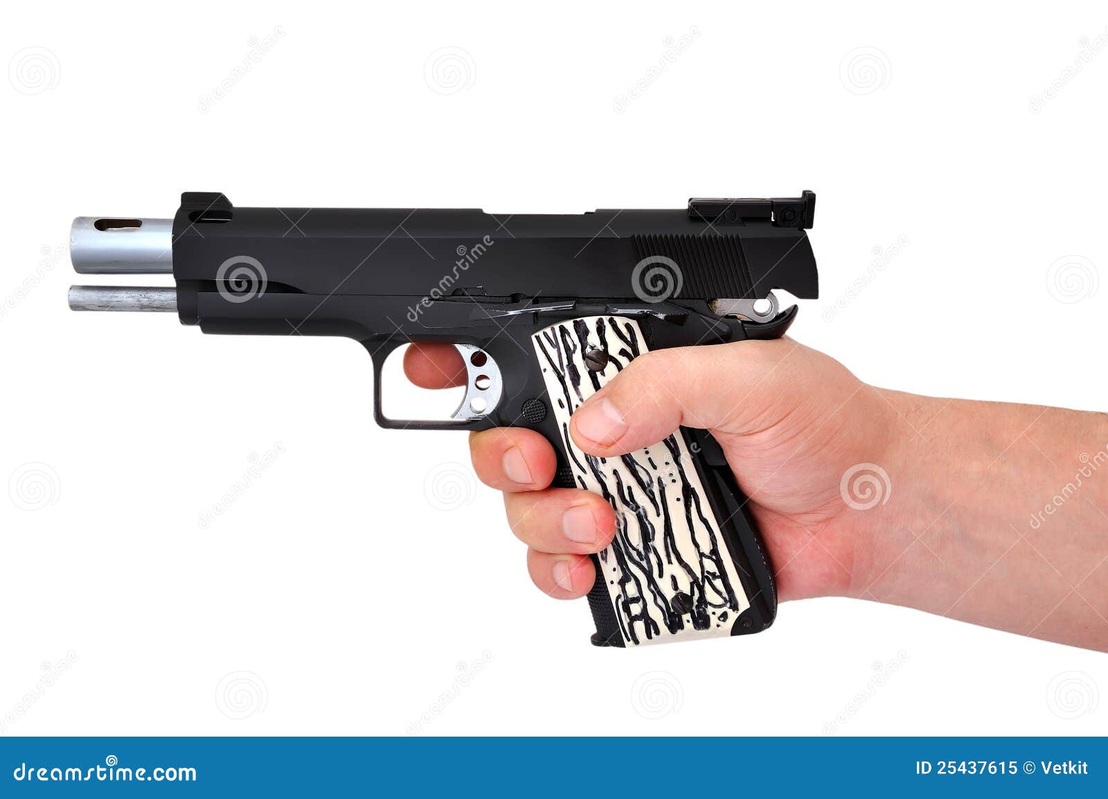 Pistole in der Hand stockbild. Bild von sicherheit, papier - 25437615