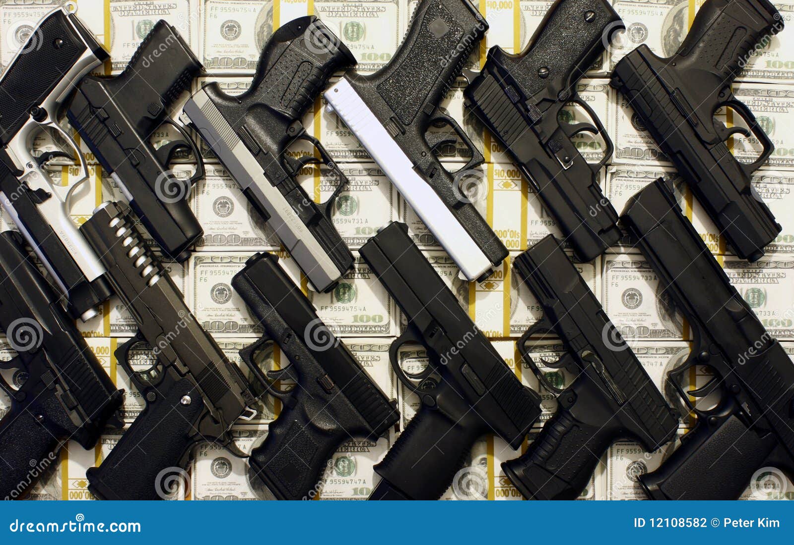 Pistols and cash stock photo. Image of firearm, finance - 12108582