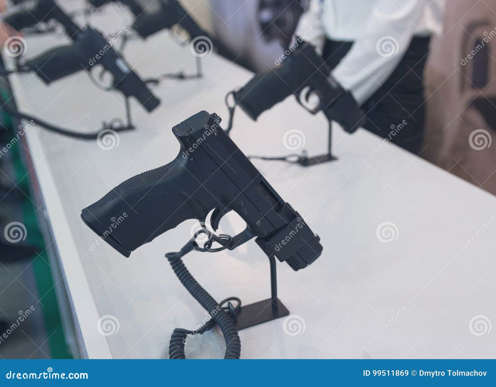 Pistols in a Row on the Counter Stock Image - Image of defense, crime ...