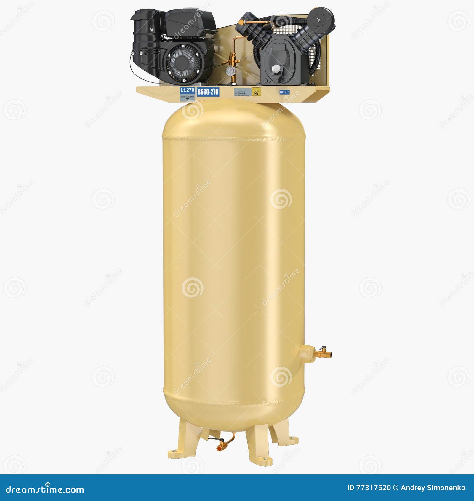 Piston Air Compressor on White 3D Illustration Stock Illustration ...