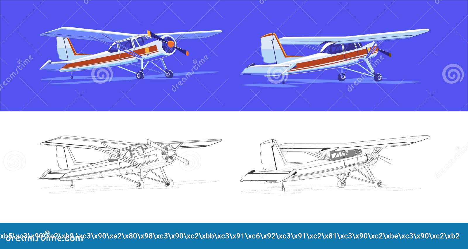 Drawing of the Aircraft from Different Sides Stock Vector ...