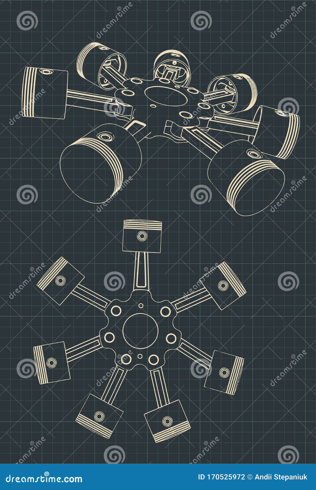 Radial Engine Drawings Vector Illustration | CartoonDealer.com #165778920