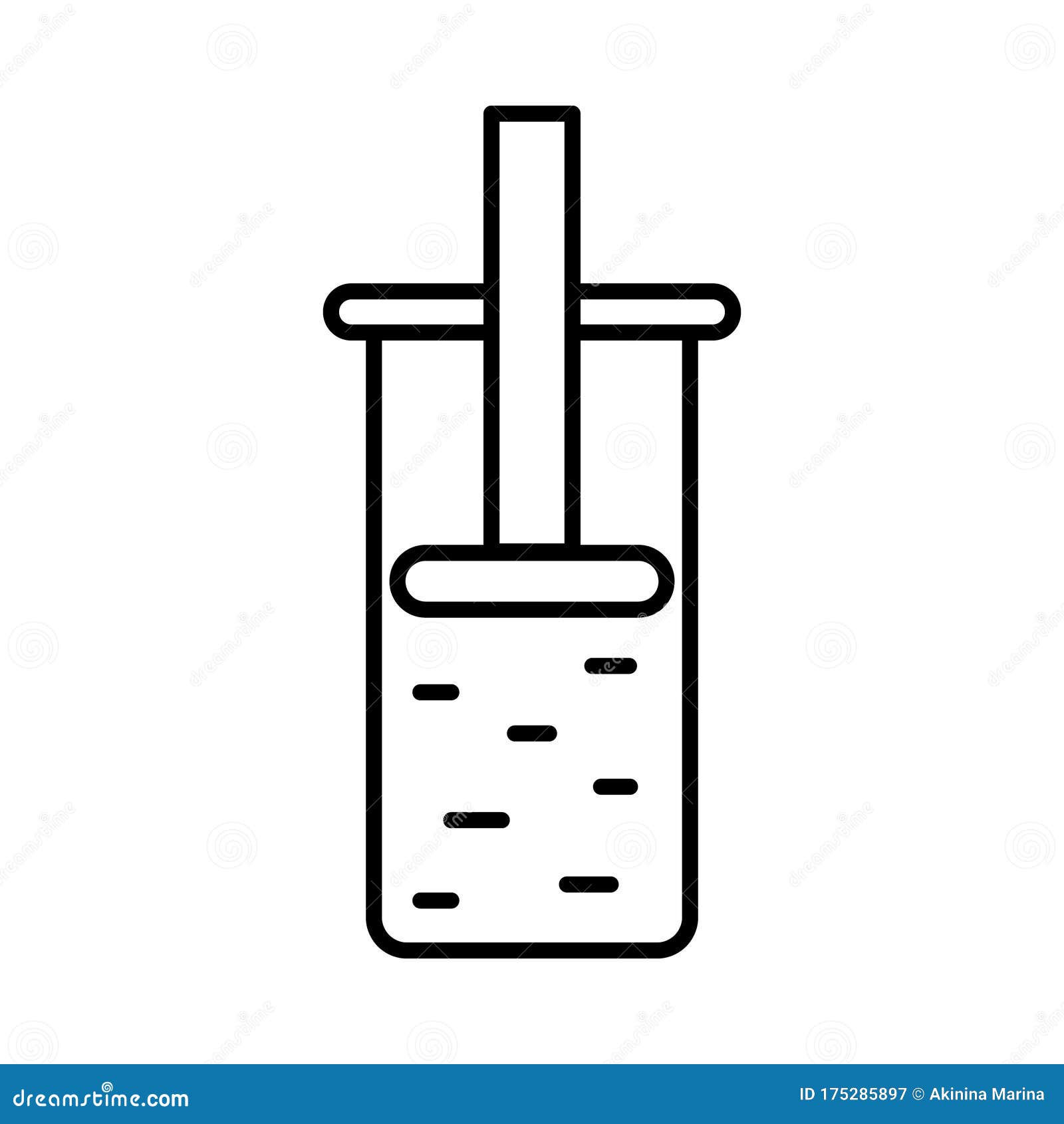 Piston Cylinder. Linear Icon of Flask with Substance. Black ...