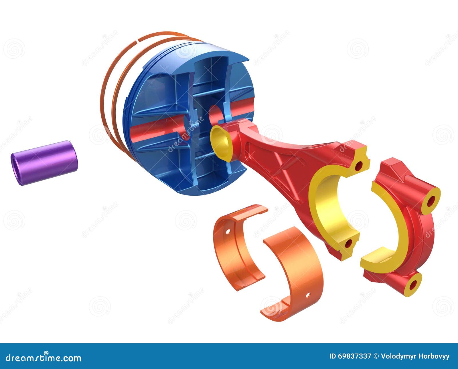 Piston 3D render stock illustration. Illustration of piston - 69837337