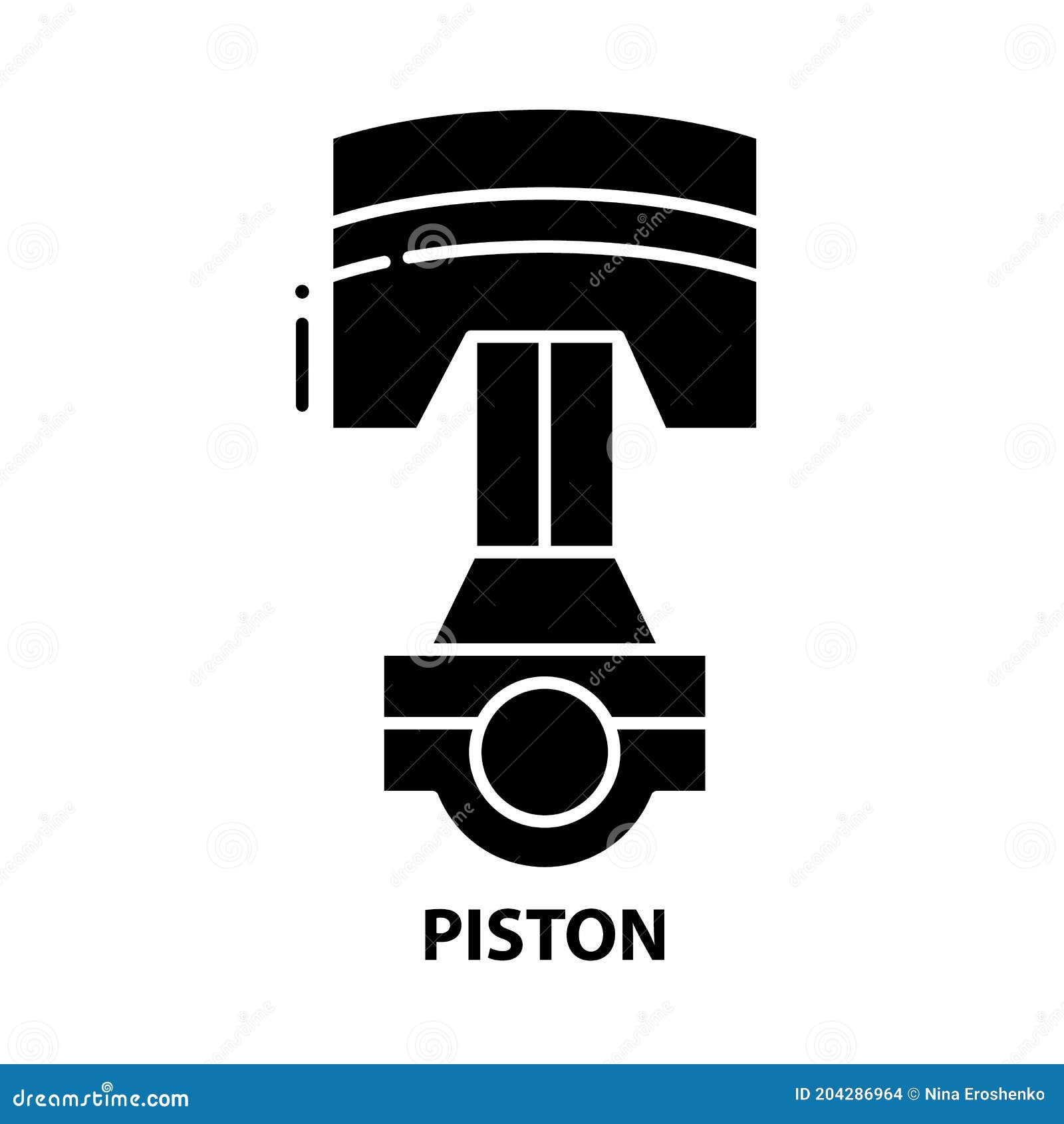 Piston Icon, Black Vector Sign with Editable Strokes, Concept ...