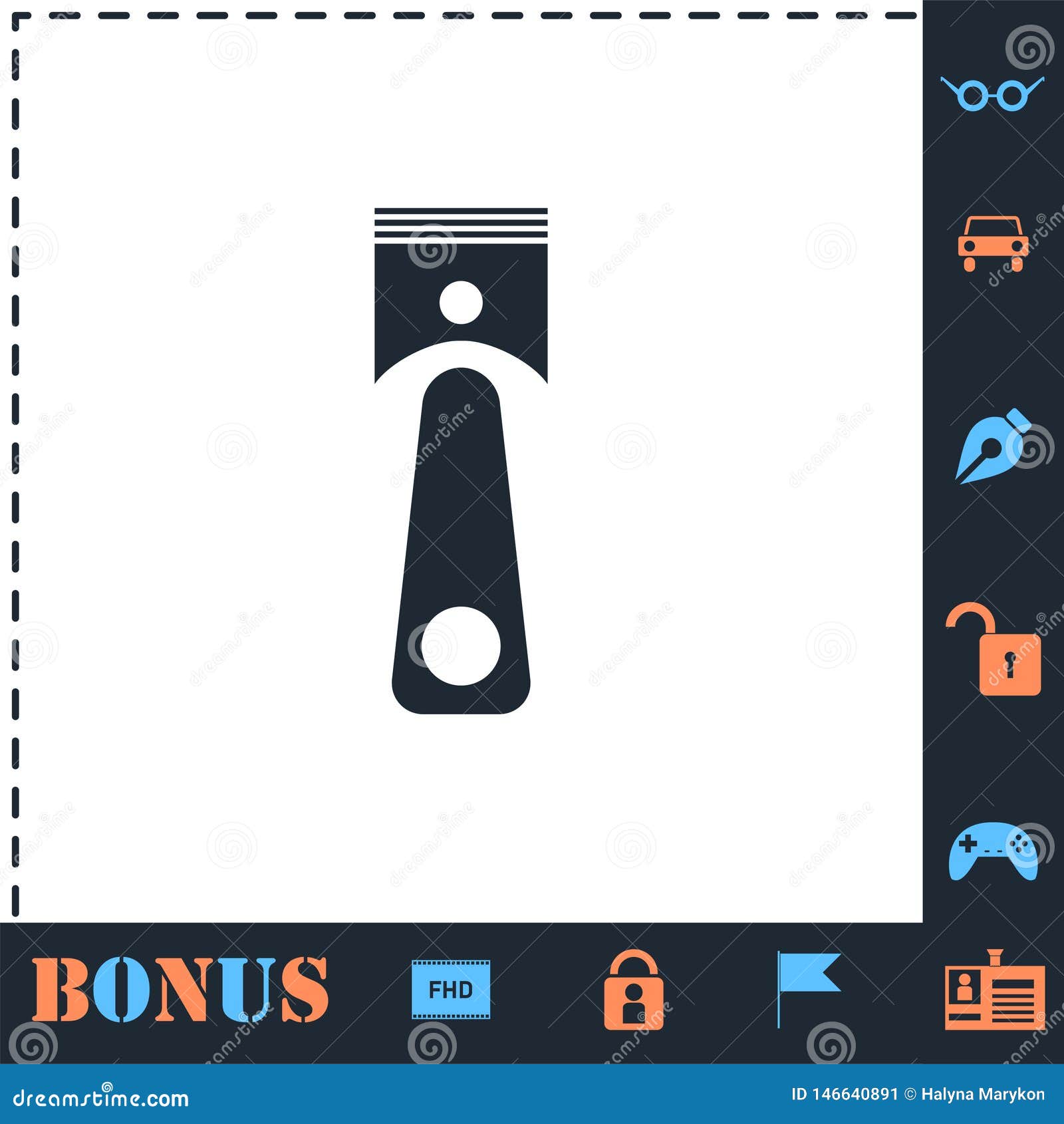Piston icon flat stock vector. Illustration of mechanical - 146640891