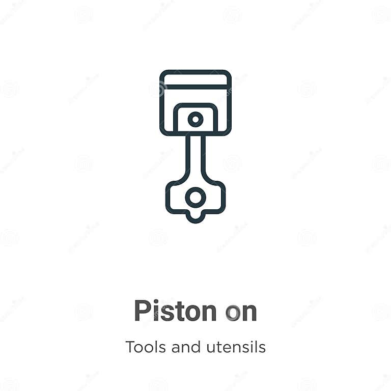 Piston on Outline Vector Icon. Thin Line Black Piston on Icon, Flat ...