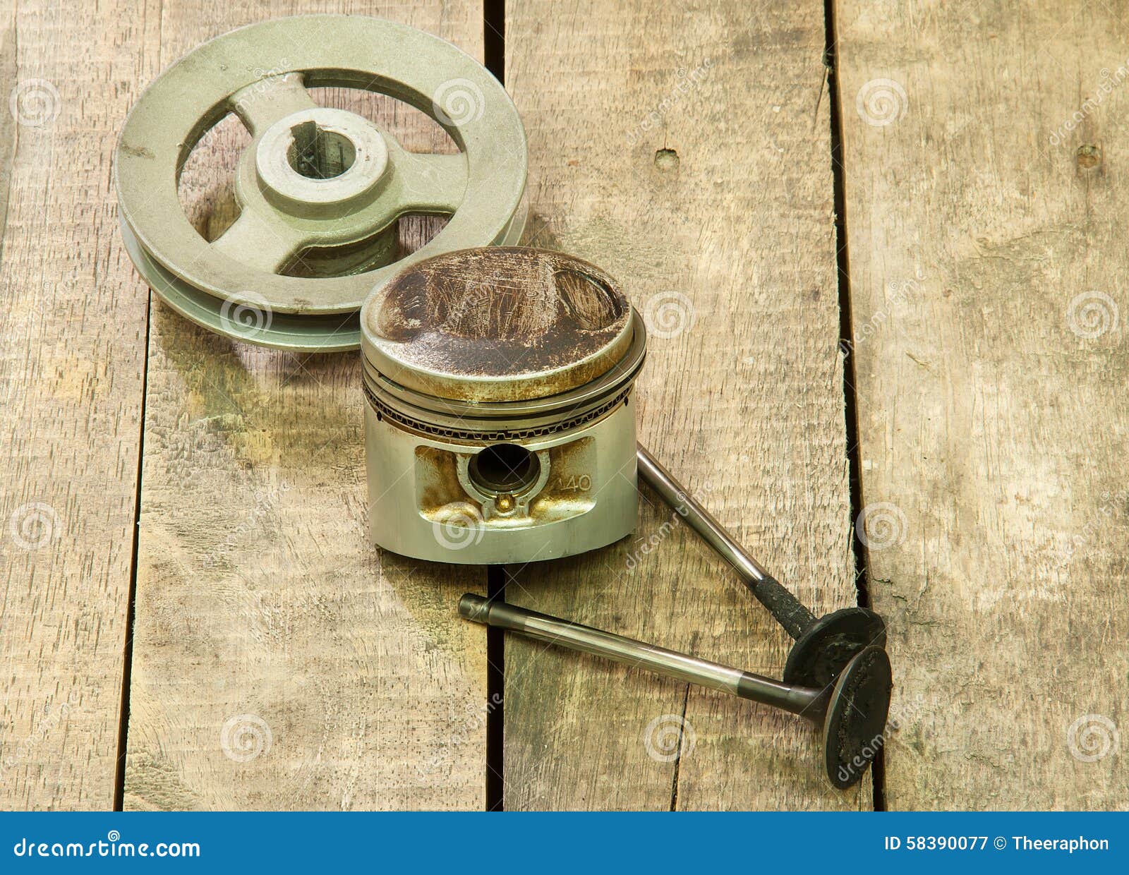 Piston, pulley, valves stock image. Image of automotive - 58390077