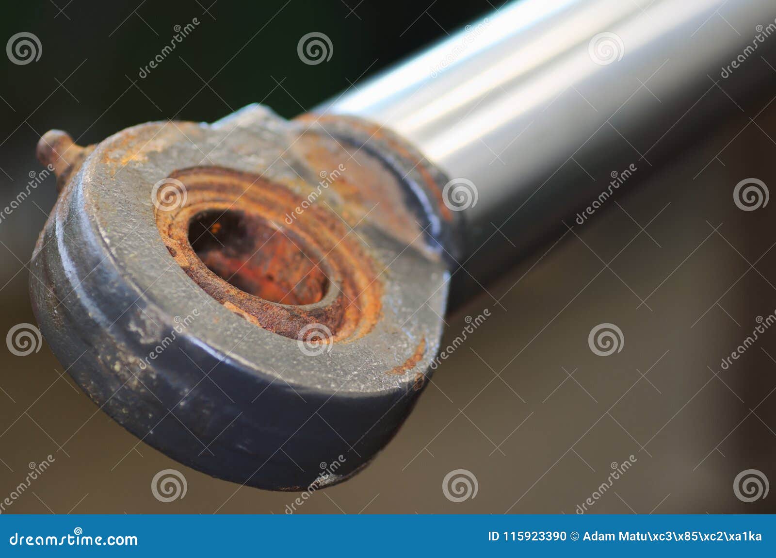 Piston rod, rusty bearing stock photo. Image of brown - 115923390
