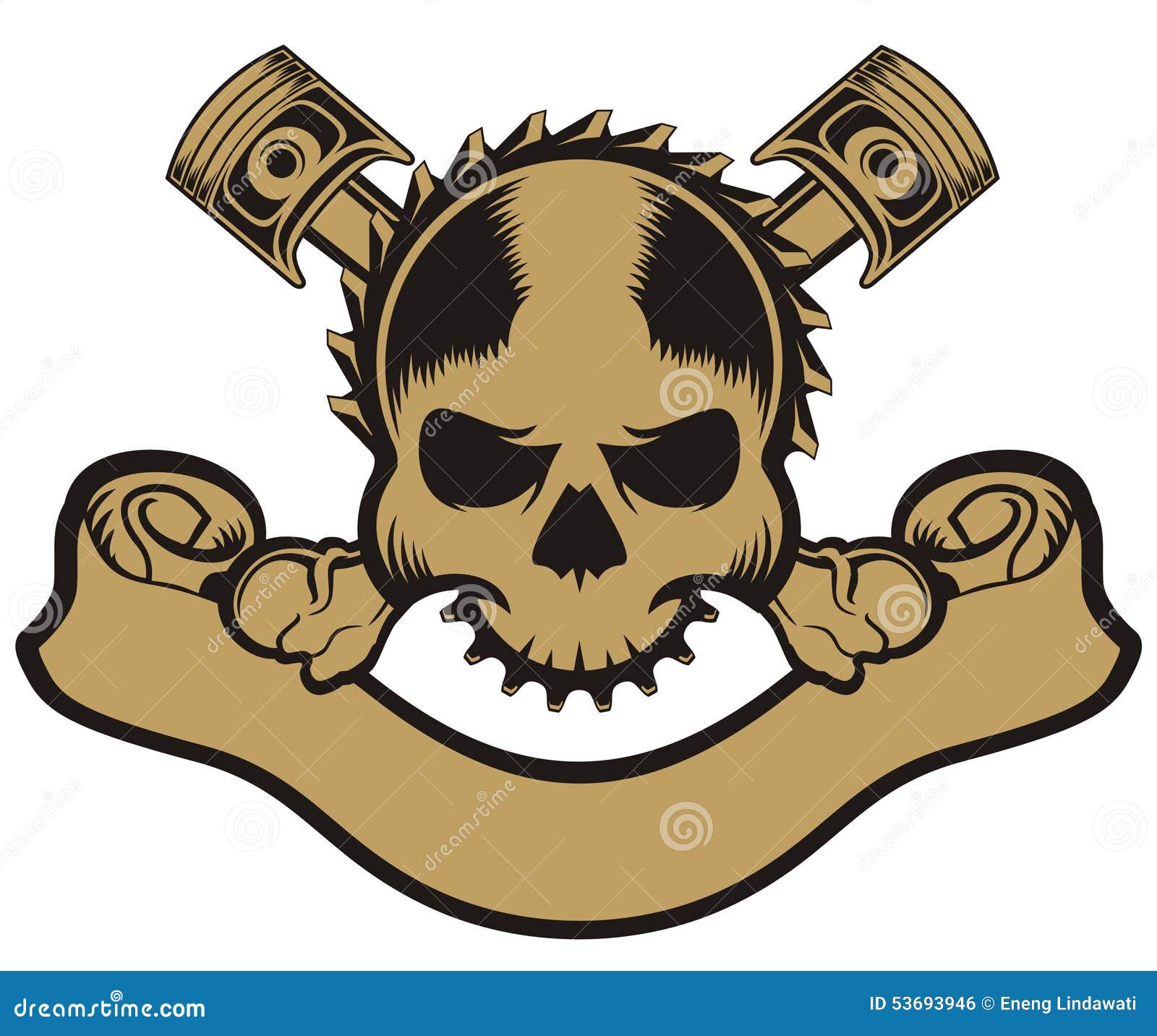 Piston skull ribbon stock illustration. Illustration of design - 53693946