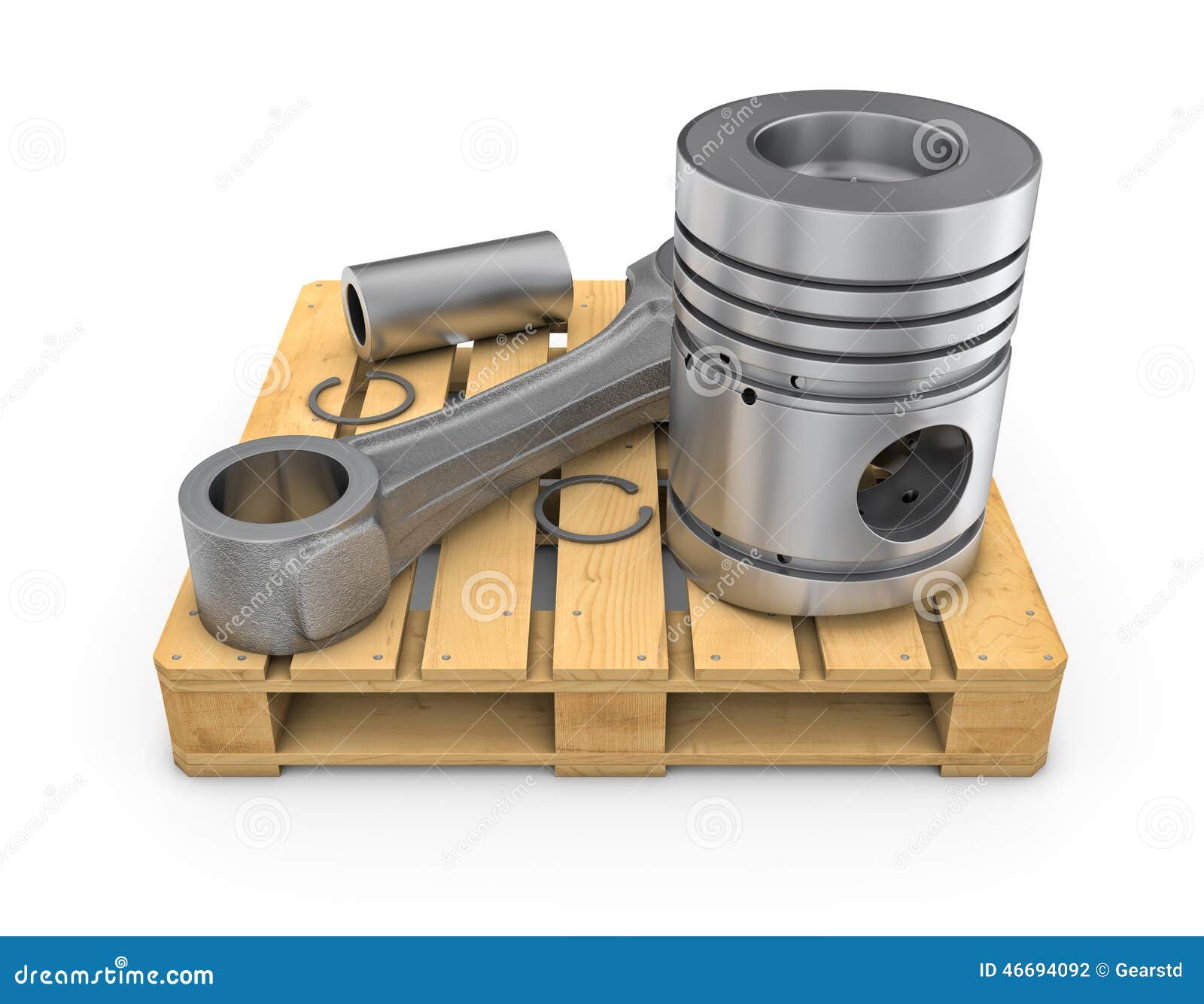 Piston on Wooden Pallet on White Backgound Stock Illustration ...