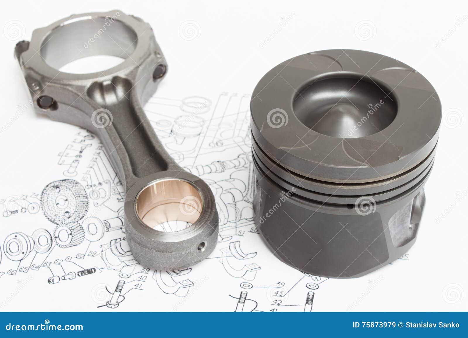 Pistons and Connecting Rods Lie Stock Image - Image of designer, piston ...