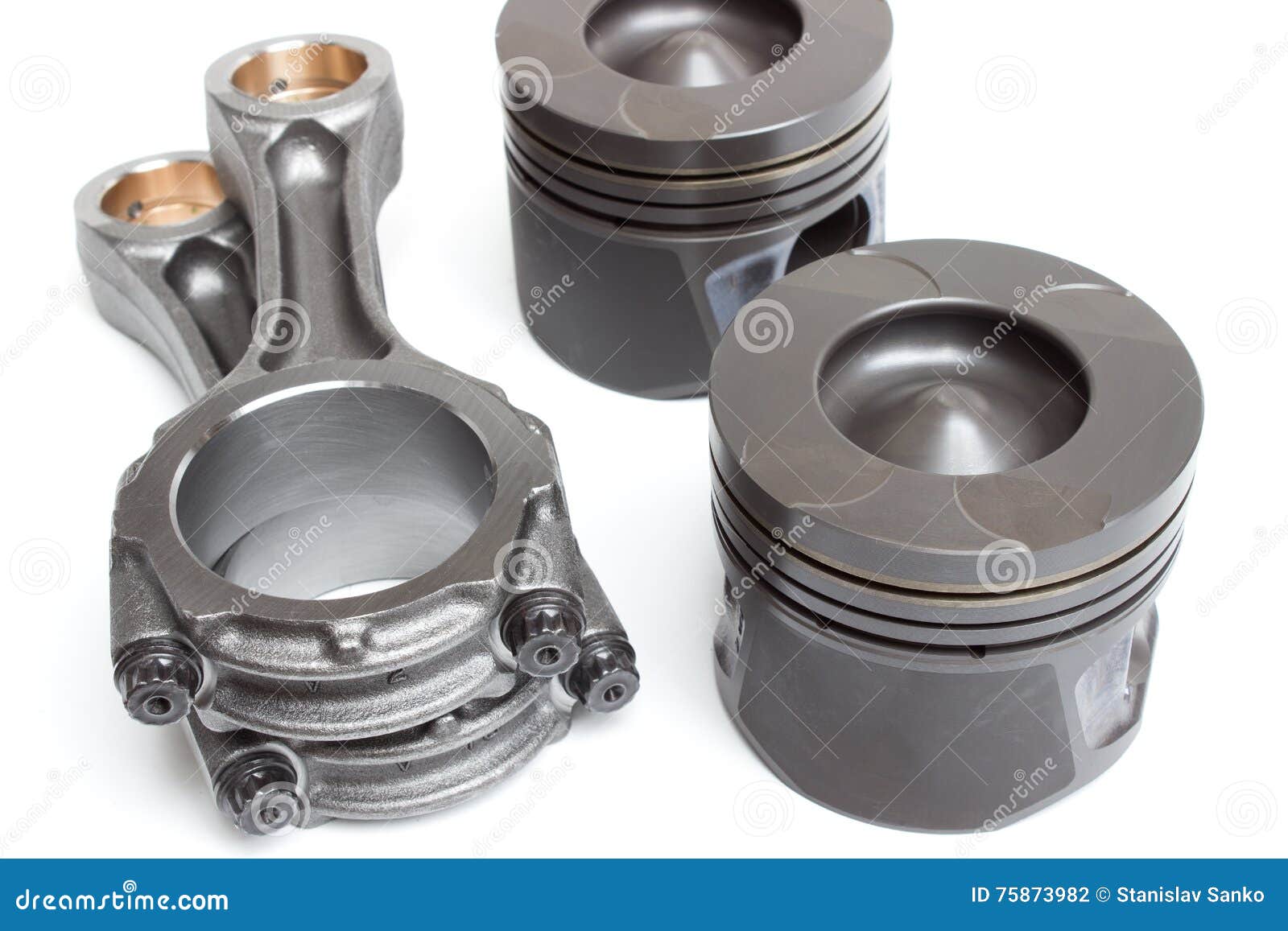 Pistons and Connecting Rods Stock Photo - Image of crankshaft, design ...