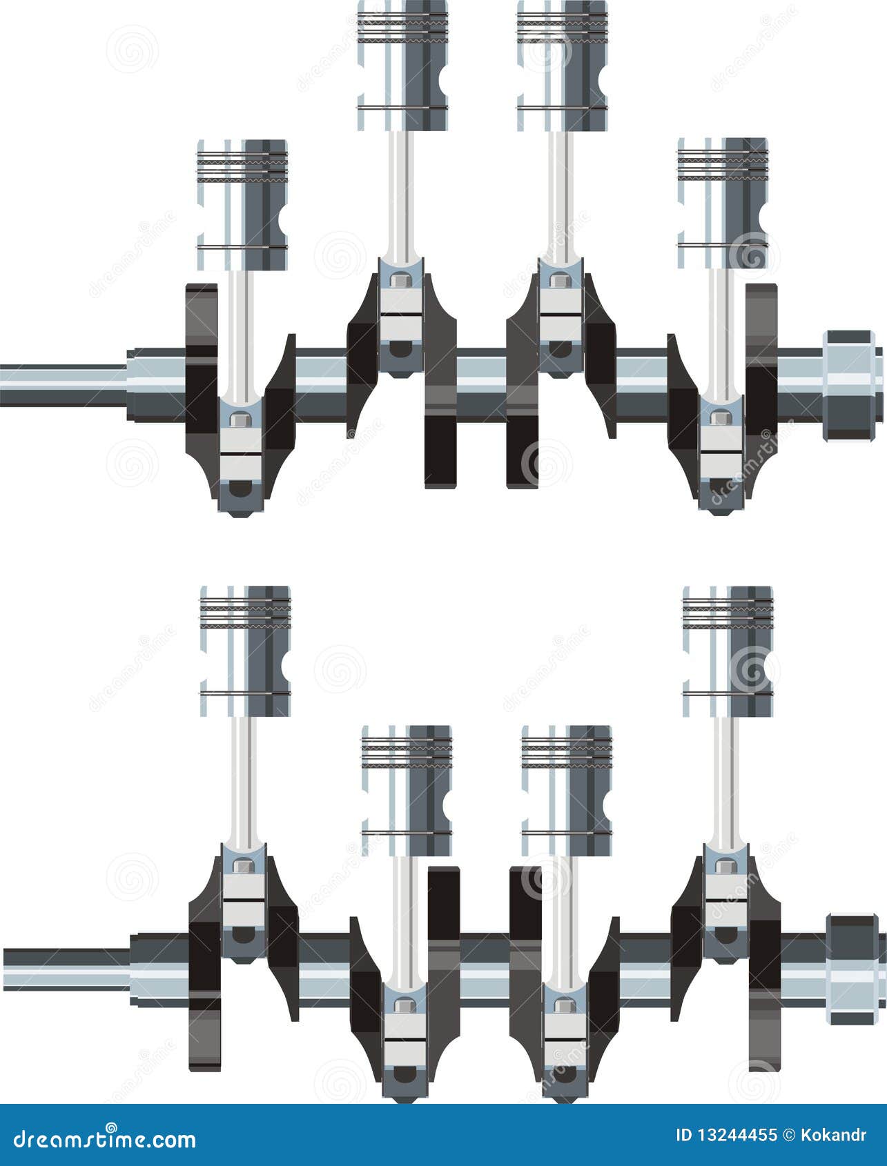 Piston Group With Crankshaft Blueprints Vector Illustration ...