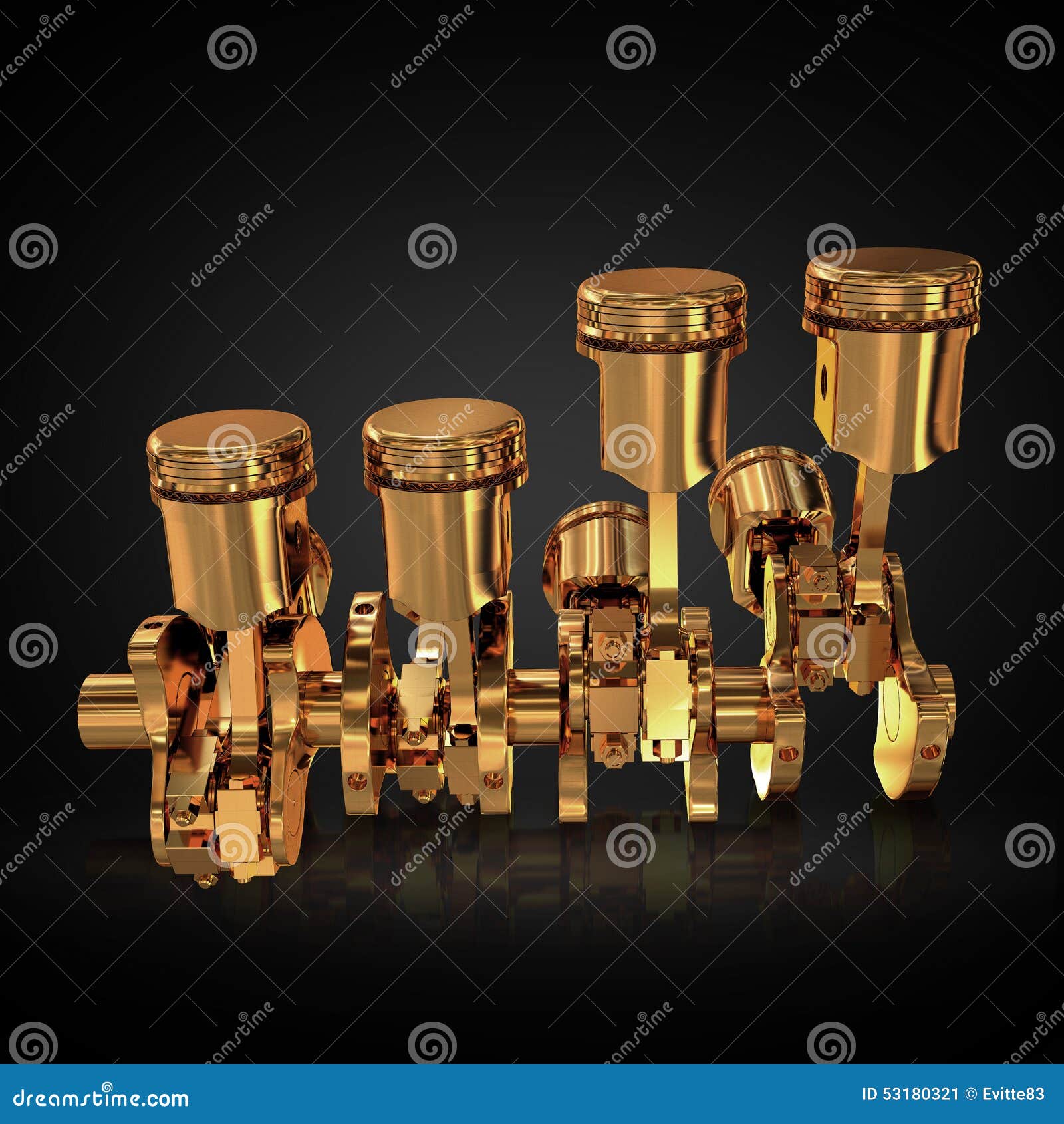 Pistons Of Engine Two Items With Rods Aligned For Car Crankshaft ...