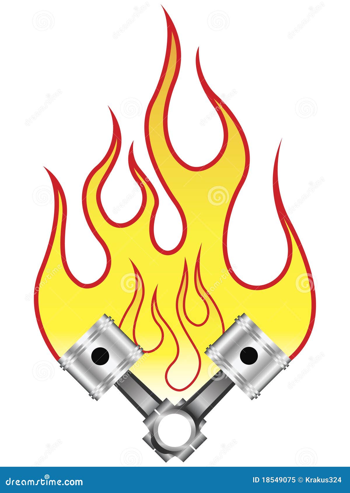Pistons in flames stock illustration. Illustration of fire - 18549075