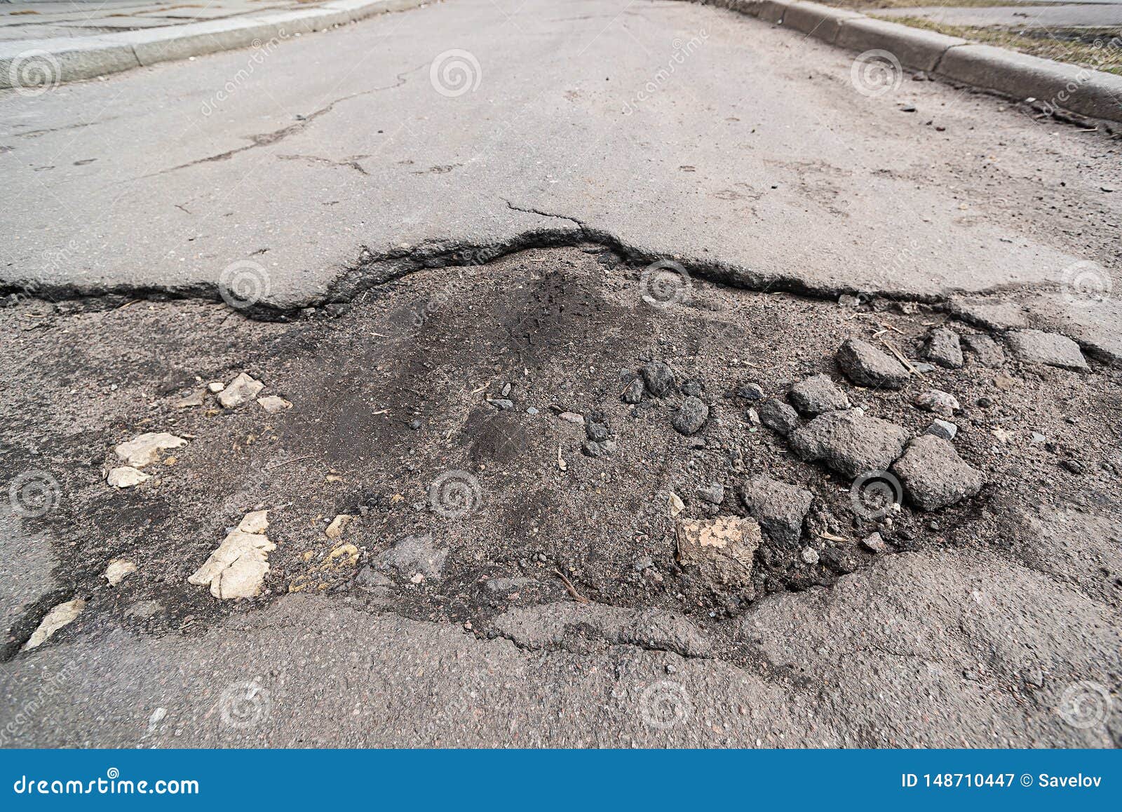Pit in the asphalt cloth stock image. Image of fissure - 148710447