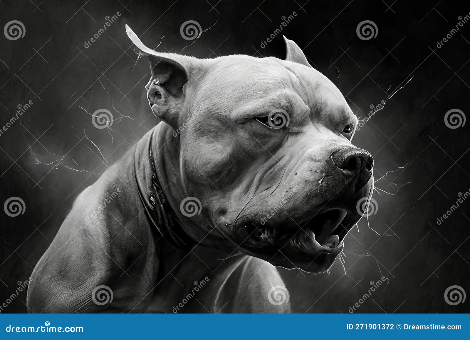 Pit Bull Angry Portrait Black and White Generative AI Stock ...
