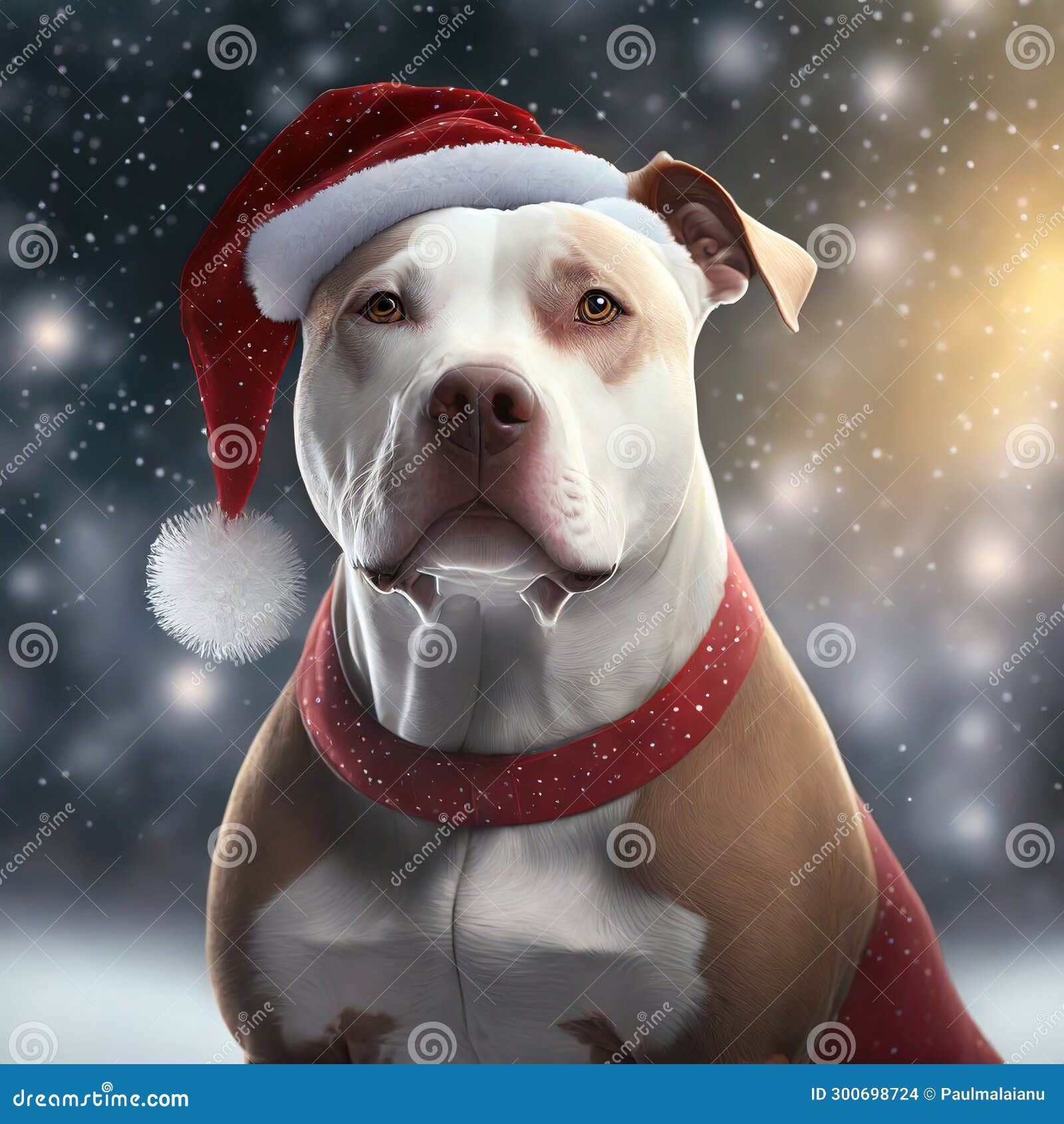 Pit Bull Dog As Santa Claus. Stock Illustration - Illustration of pack ...