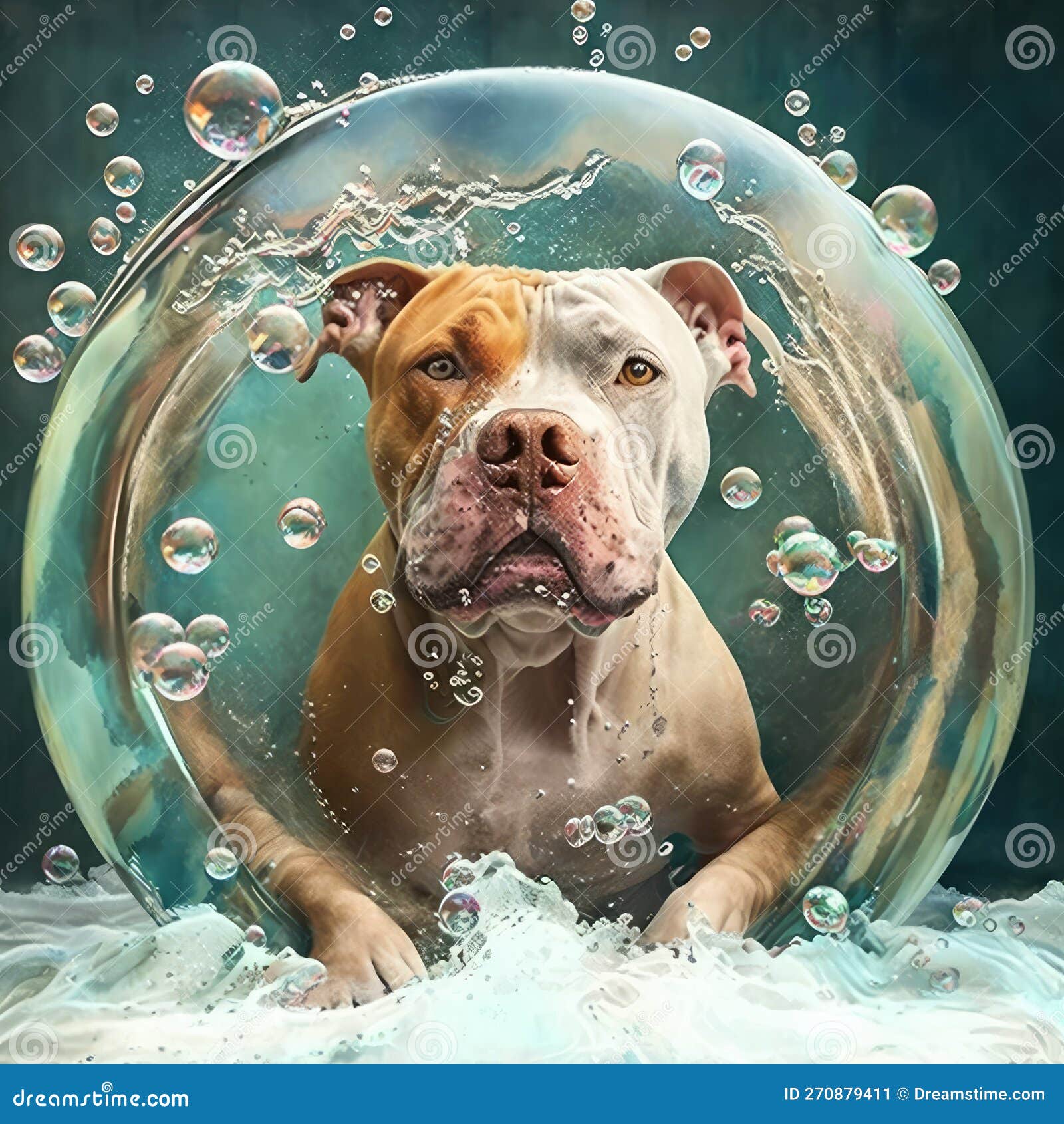 Dog in a bubble stock illustration. Illustration of soap - 270879411