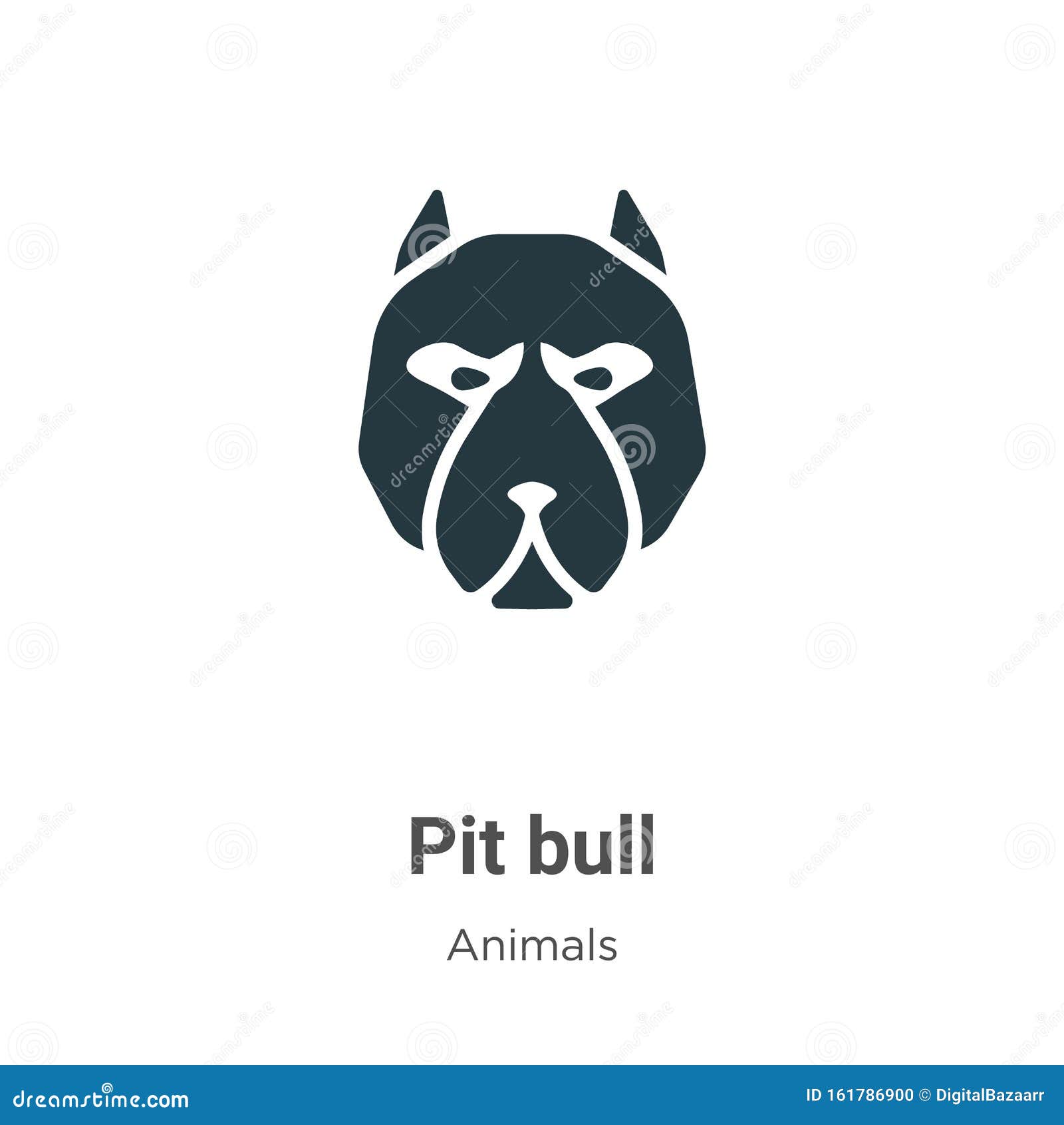Pit Bull Vector Icon on White Background. Flat Vector Pit Bull Icon ...