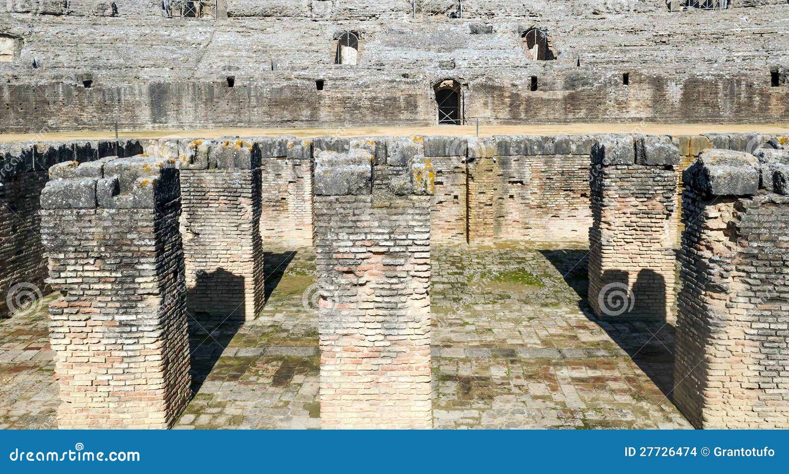 Pit with Columns of Italica Coliseum Stock Photo - Image of sand ...