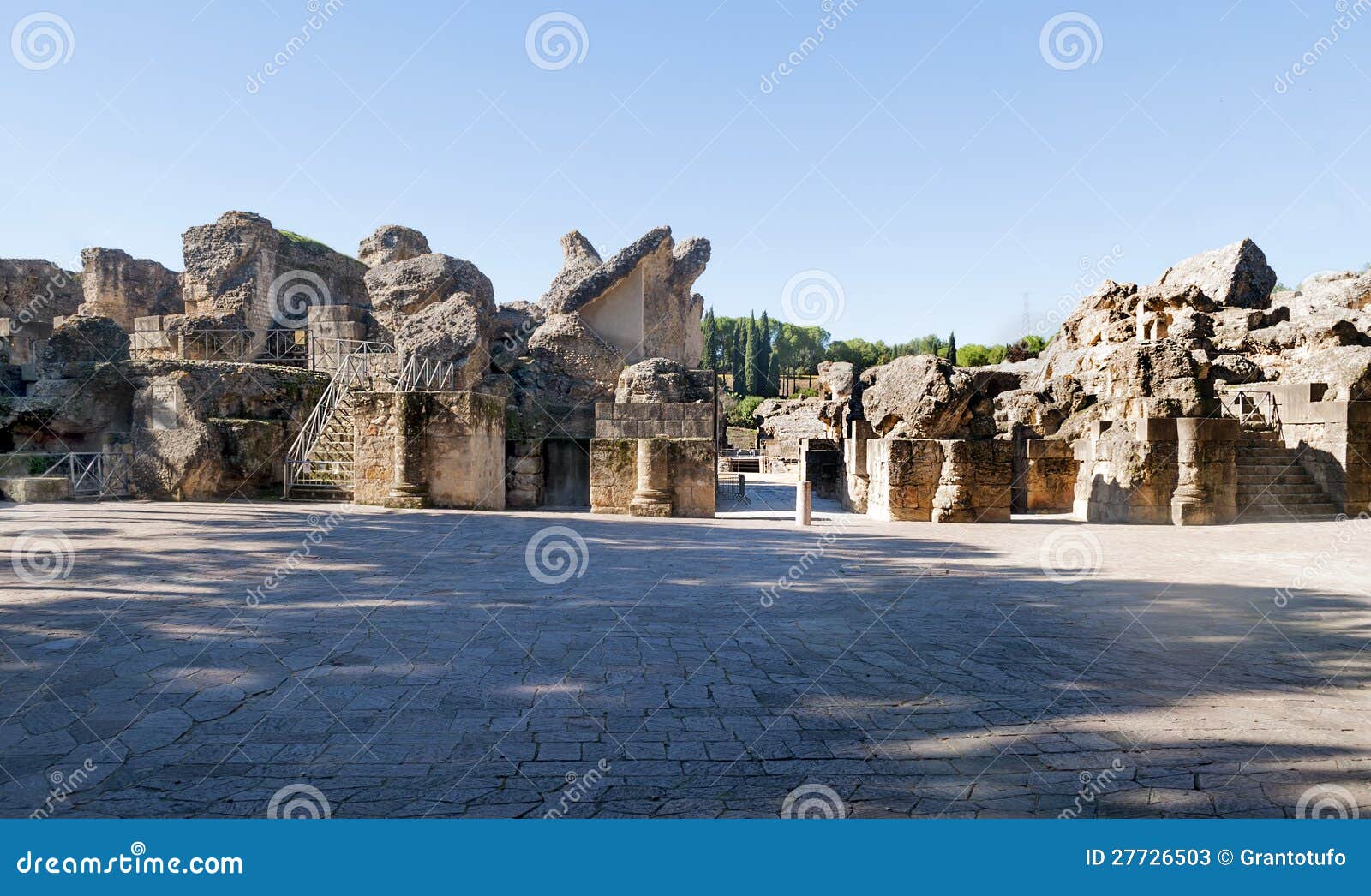 Pit with Columns of Italica Coliseum Stock Image - Image of city ...