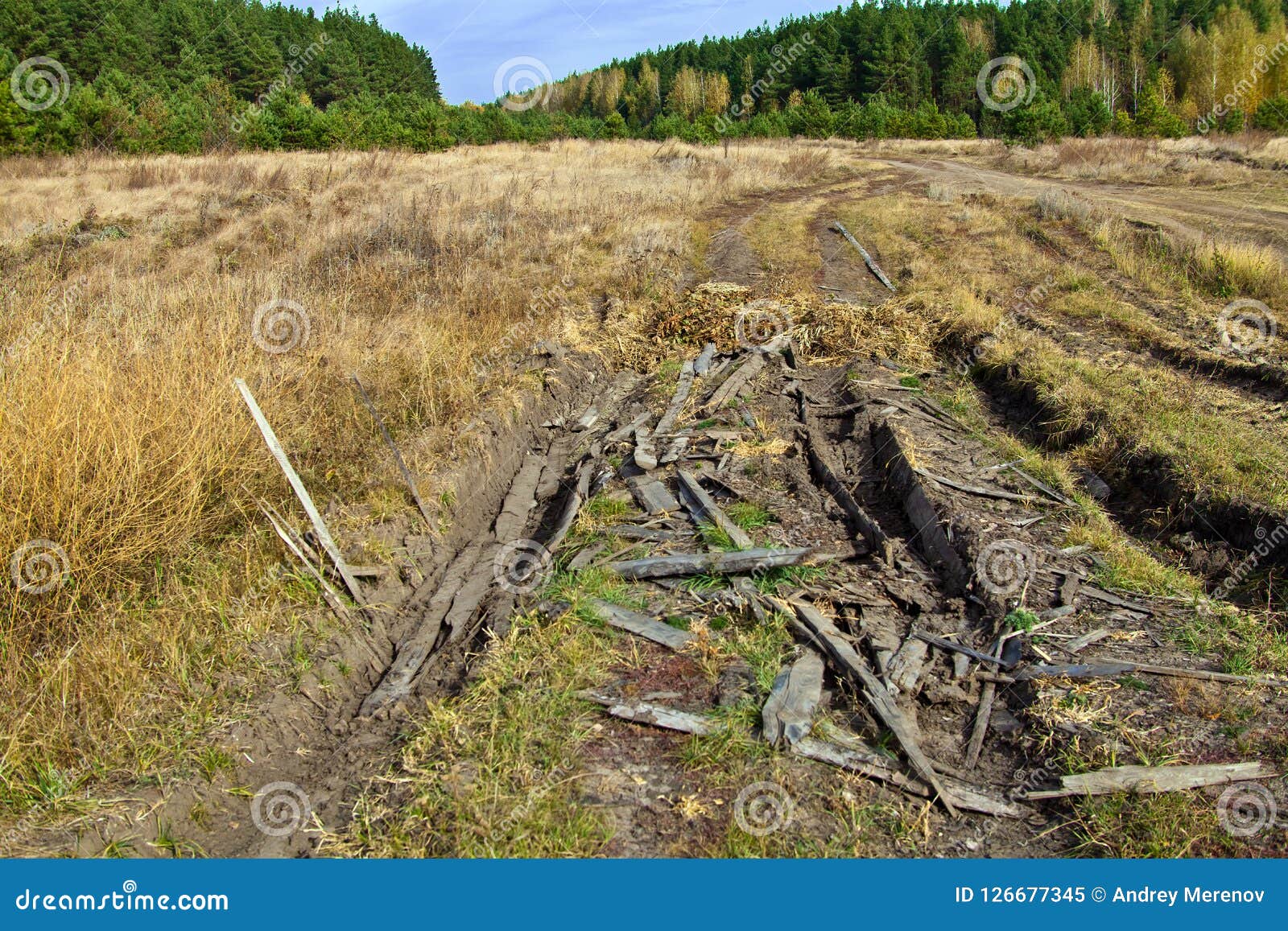 Pit on the road stock image. Image of hole, nature, grass - 126677345